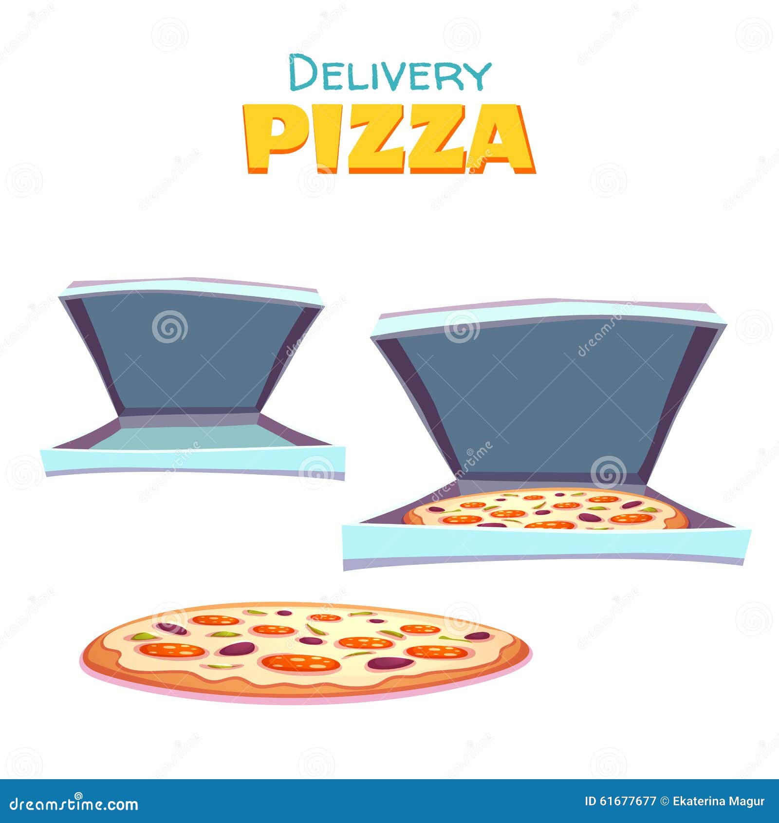 Vector Illustration of Hot Pizza in Box with Text Stock Vector ...