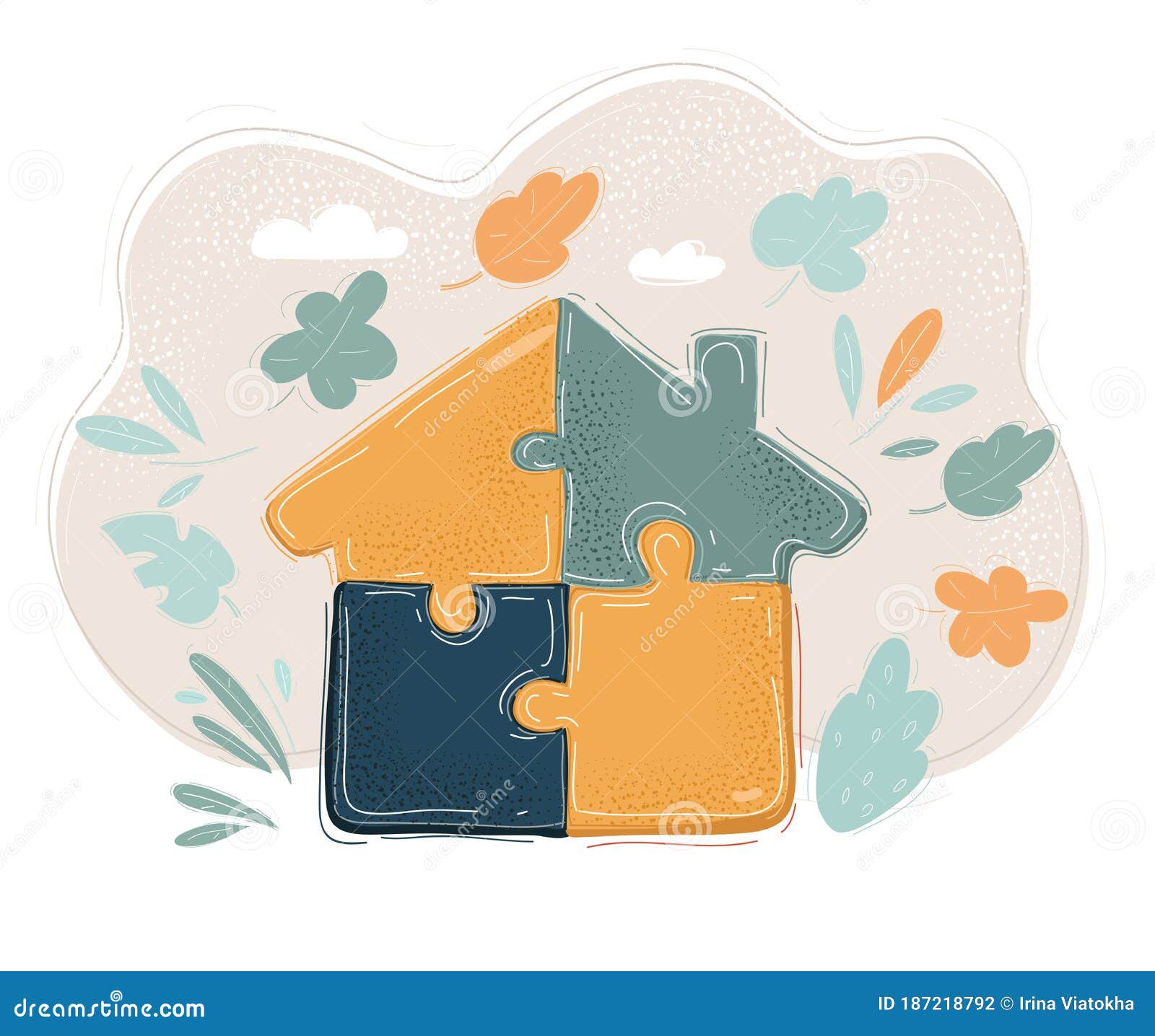 Vector Illustration of House Built Jigsaw Blocks Part Stock Vector ...