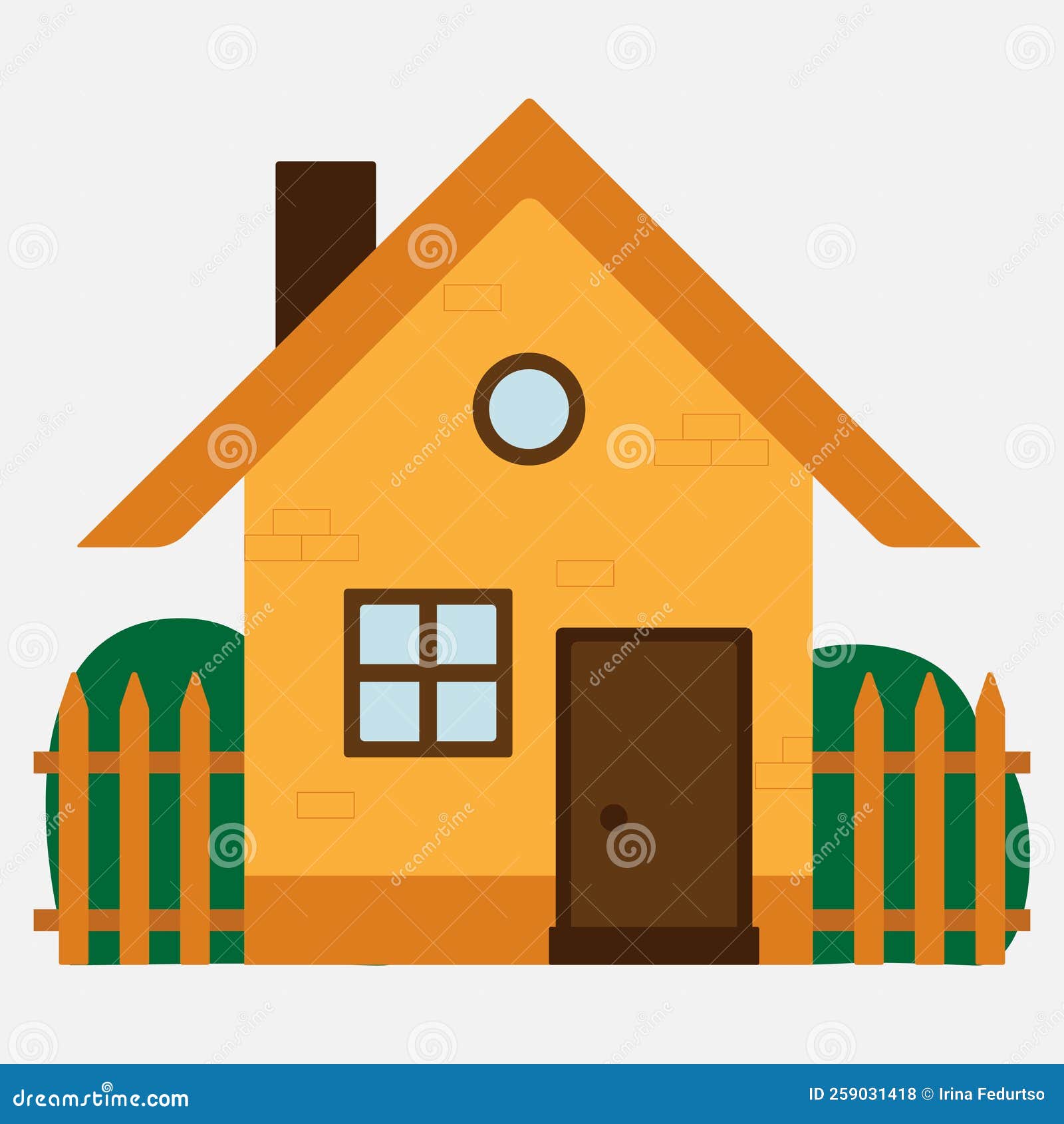 Vector Illustration. a House with a Fence. Design. Stock Vector ...
