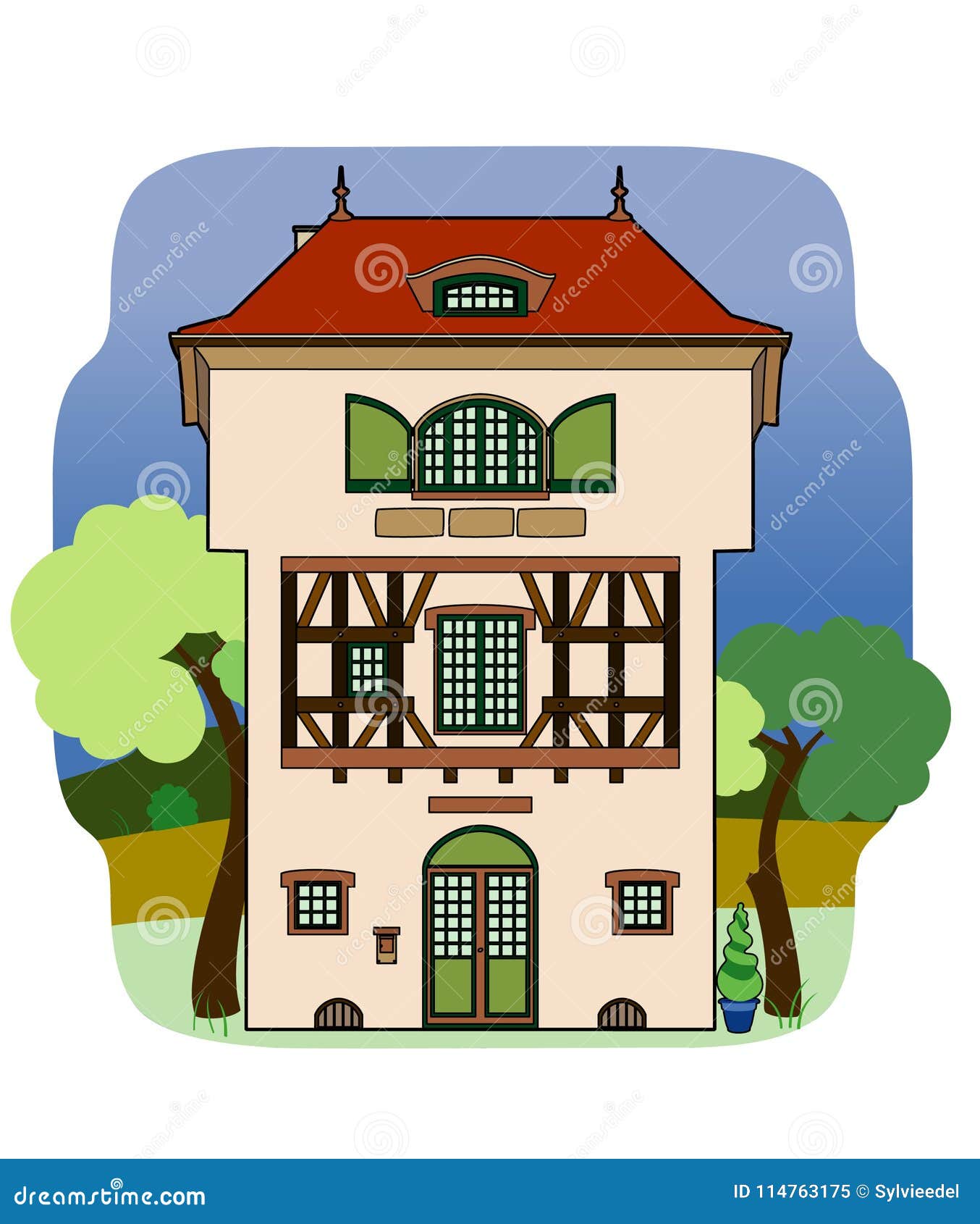 Medieval house stock vector. Illustration of countryside - 114763175