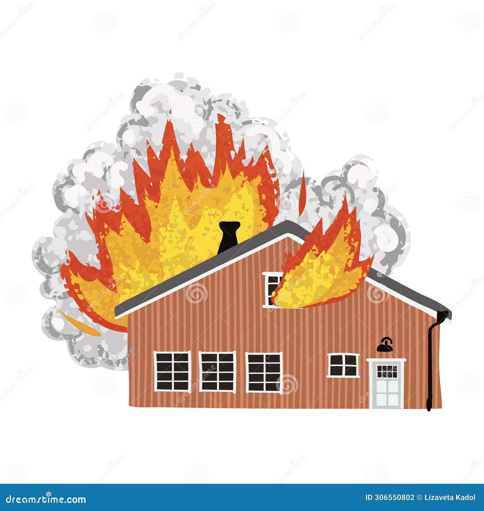 Vector Illustration of House Fire Stock Vector - Illustration of damage ...