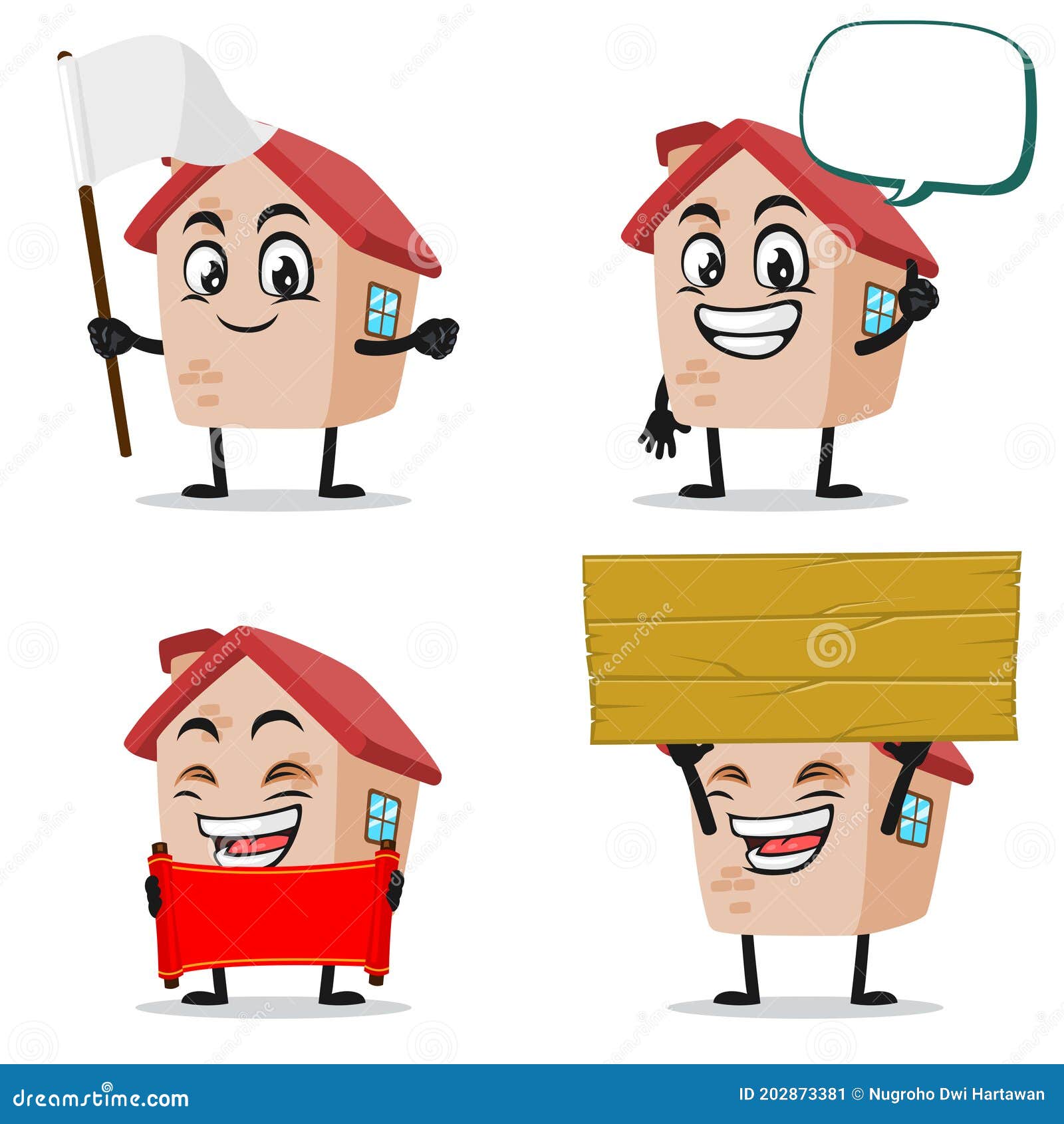 Vector Illustration of House Mascot or Character Stock Illustration ...