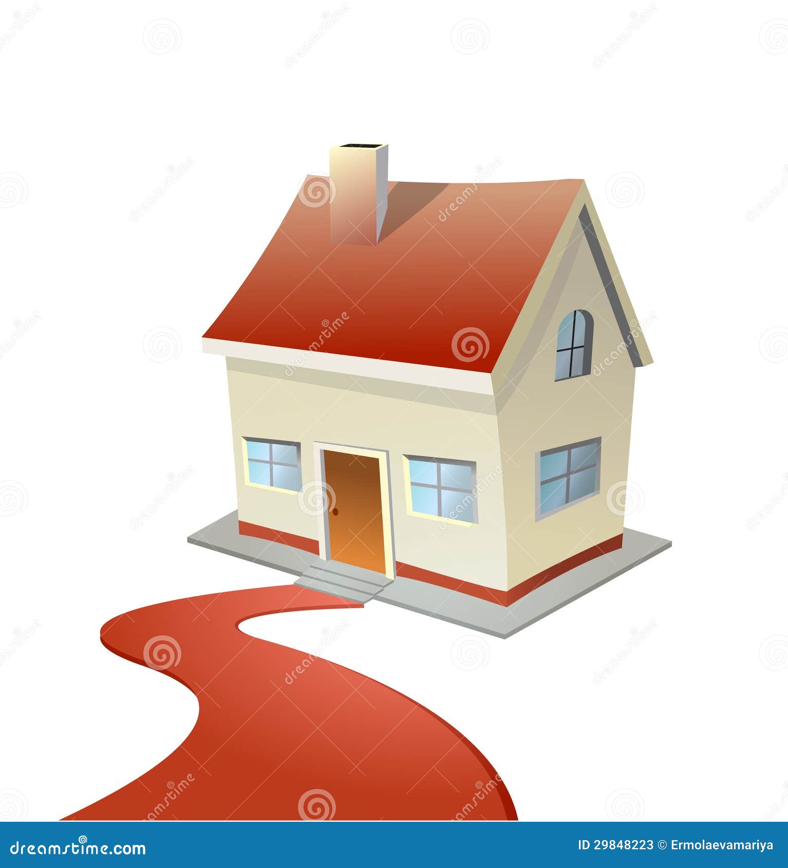 Vector Illustration of House with Red Carpet Road Stock Vector ...