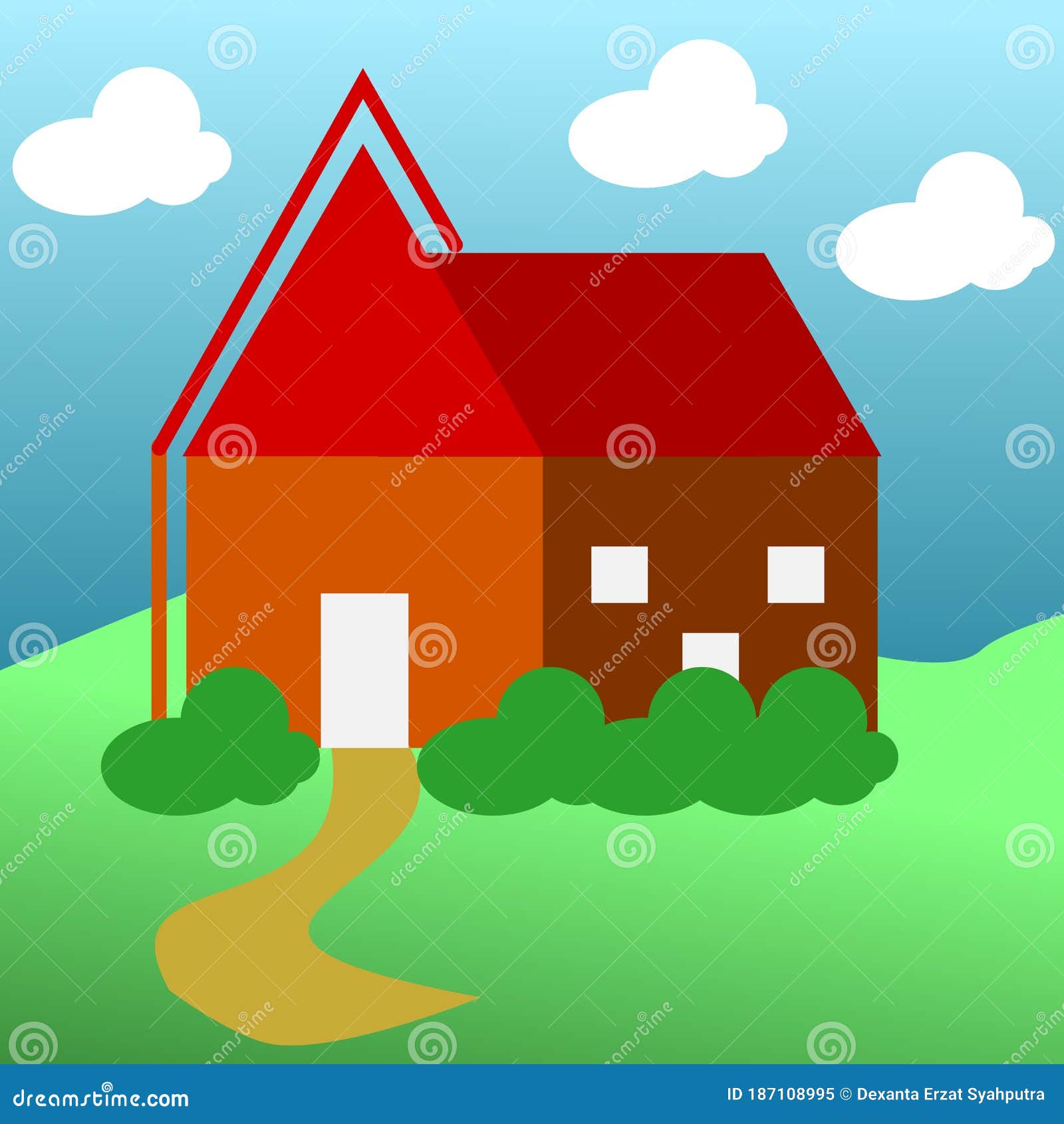 House on the Hill Vector Illustration Stock Vector - Illustration of ...