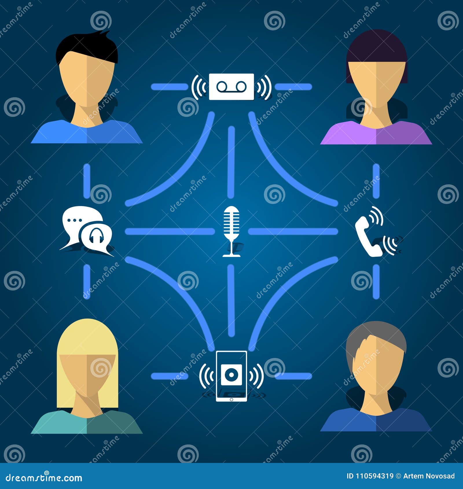 Vector Illustration of How To Send Voice Messages. Pattern, Flat ...