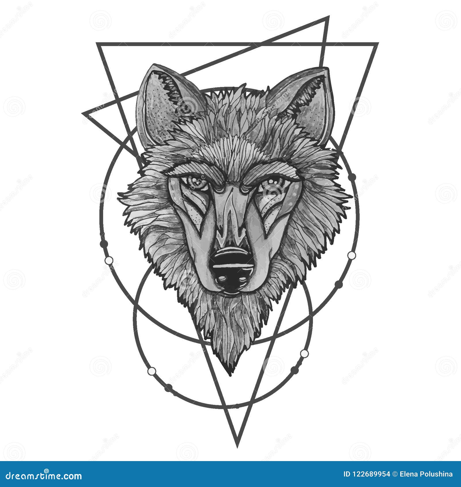 Vector Illustration of a Howling Wolf, Engraving. Print for T-shirts ...