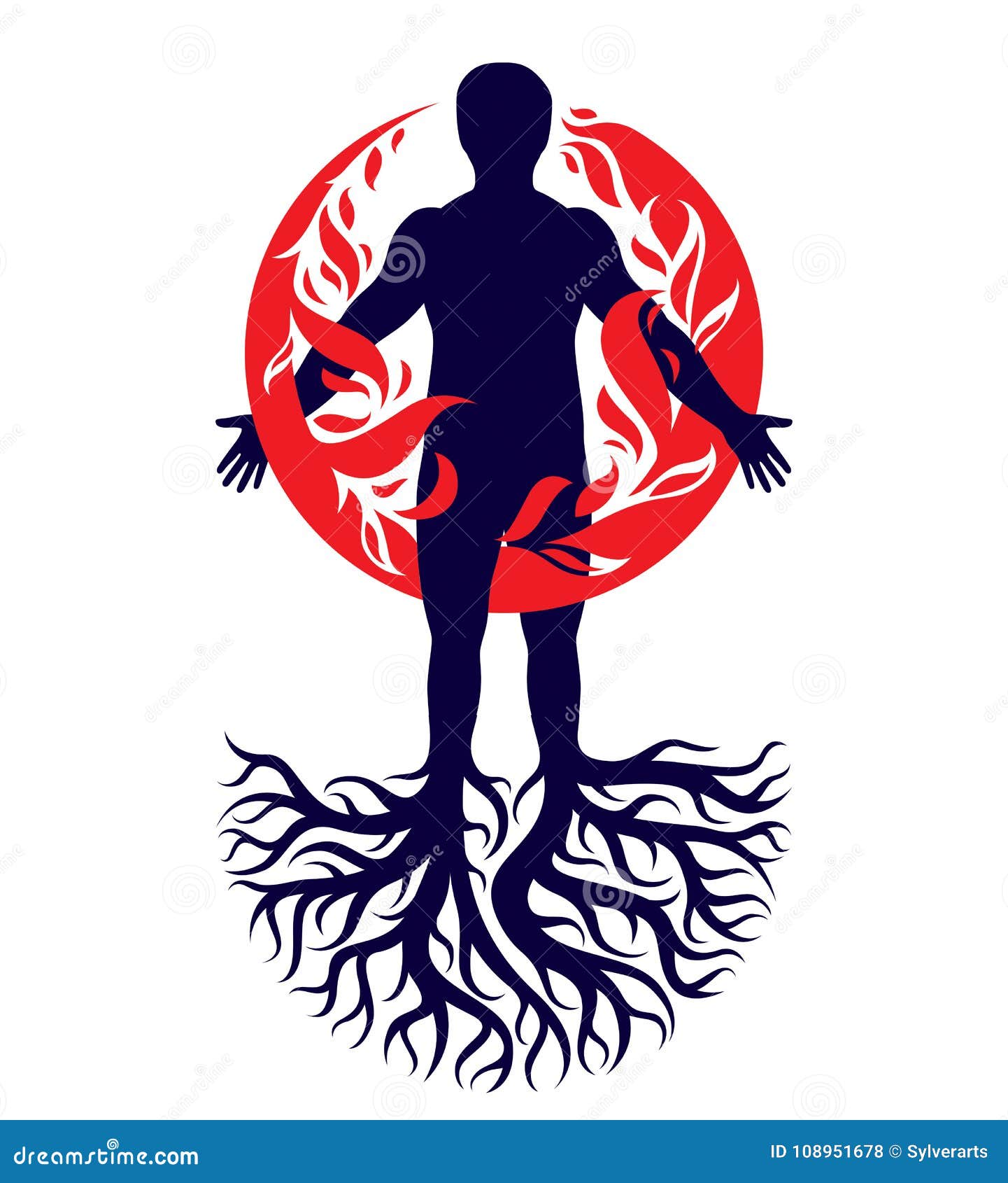 Vector Illustration of Human Being Created with Tree Roots. Human and ...