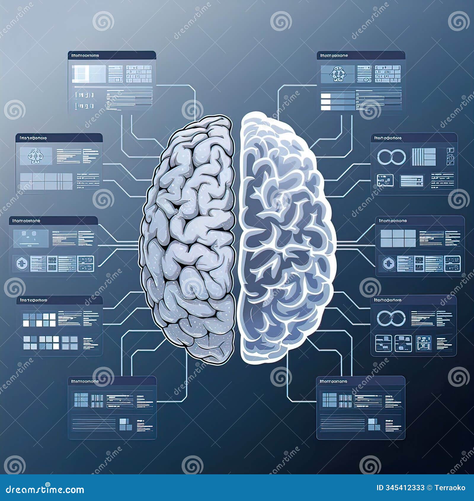 Vector Illustration, Human Brain with Incoming Information from ...