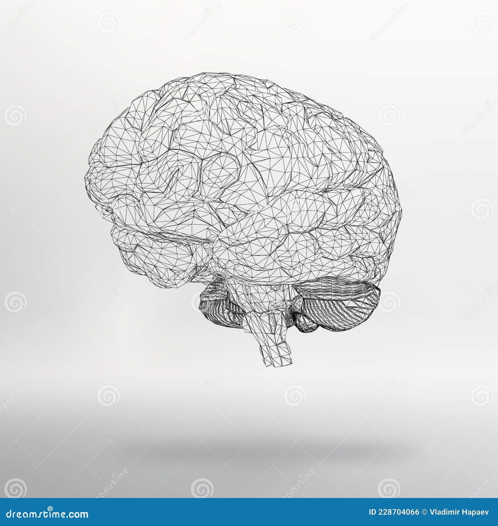 Vector Illustration Human Brain. the Structural Grid of Polygons ...