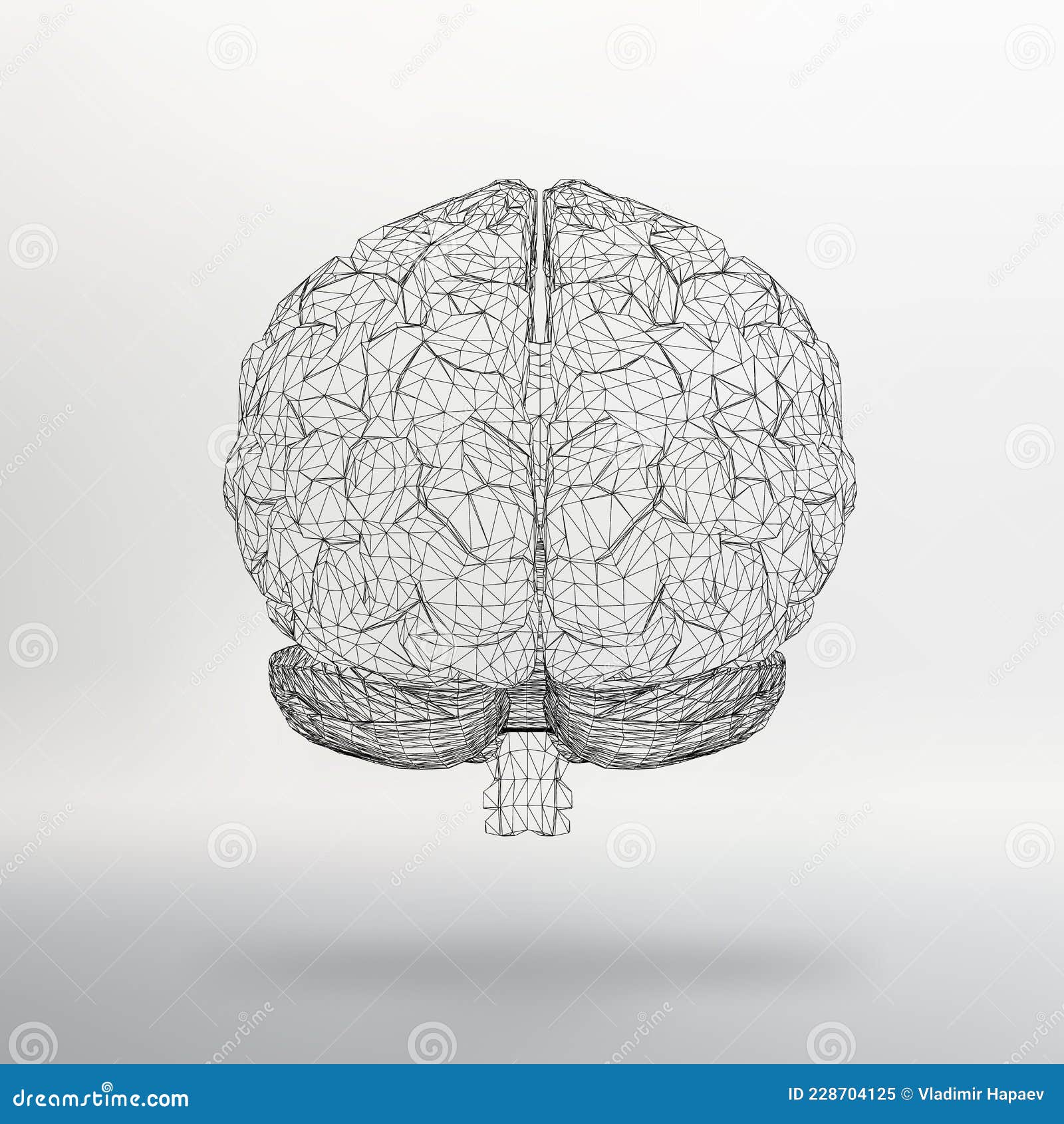 Vector Illustration Human Brain. the Structural Grid of Polygons ...