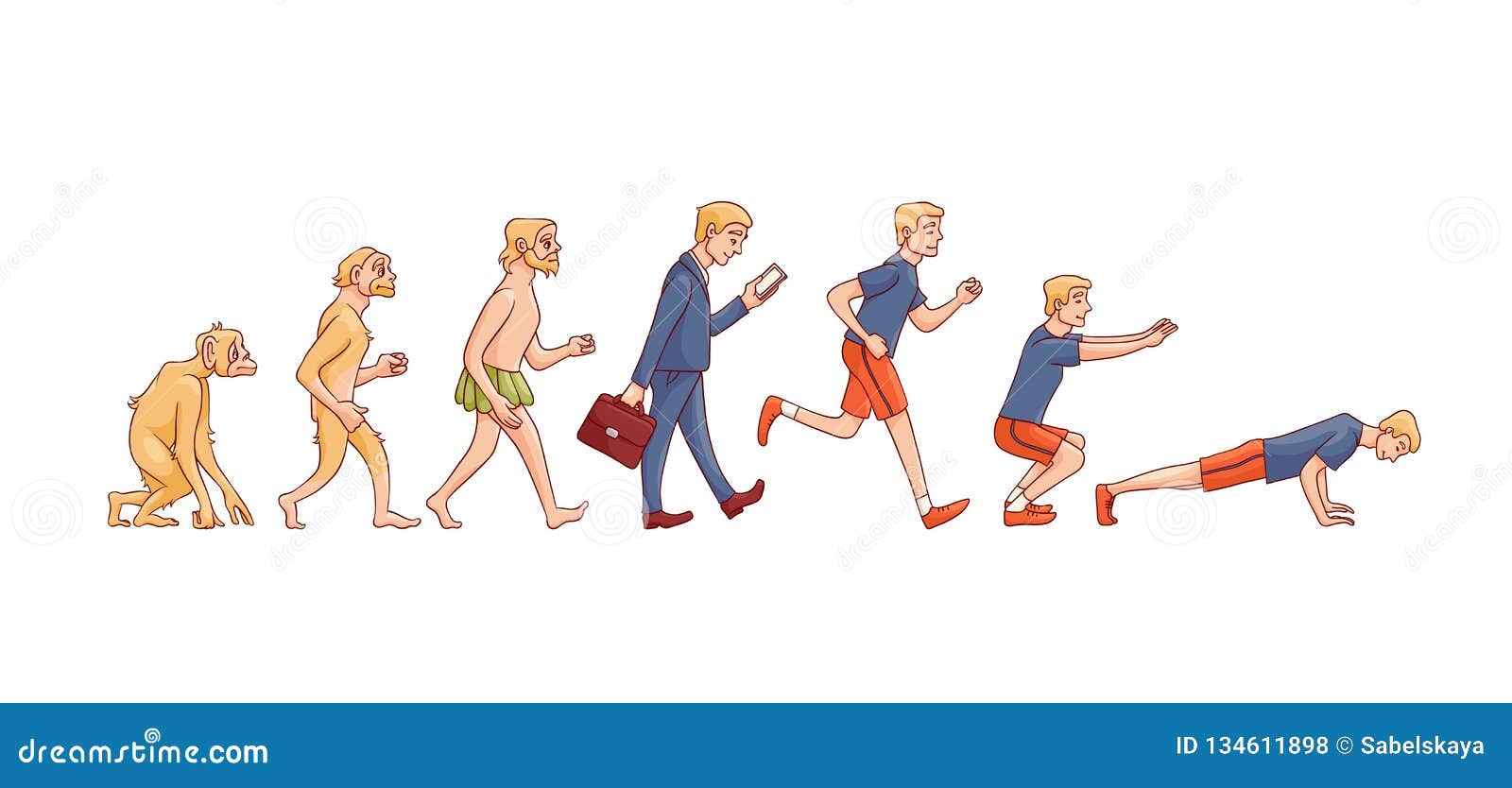 Vector Illustration of Human Evolution from Ape To Man. Stock Vector ...