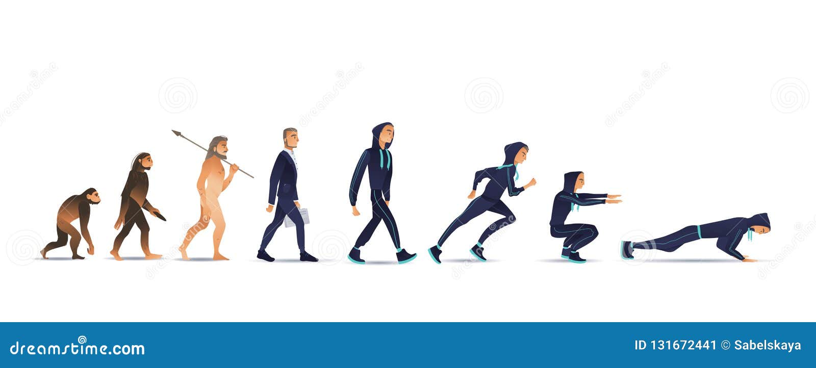 Vector Illustration of Human Evolution from Ape Via Businessman To ...