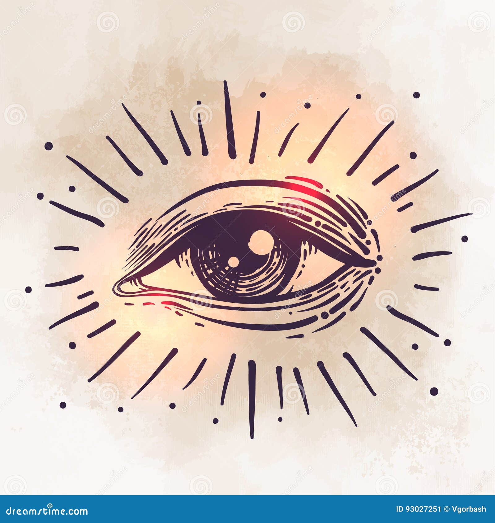Vector Illustration of Human Eye in Engraved Style. Hand Drawing Stock ...