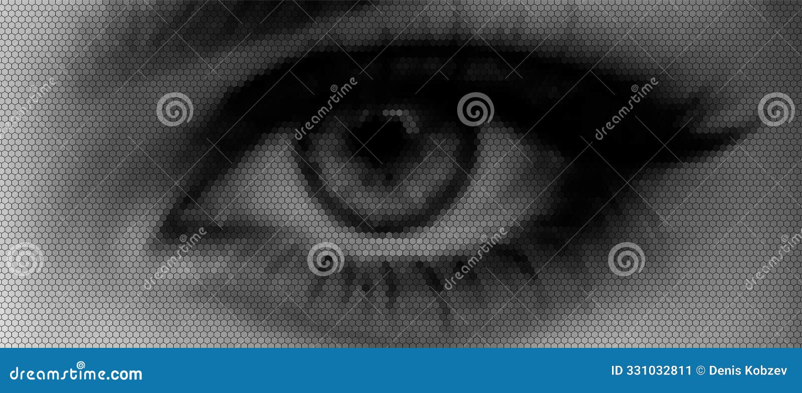 Vector Illustration of a Human Eye Made Using a Halftone Hexagon ...