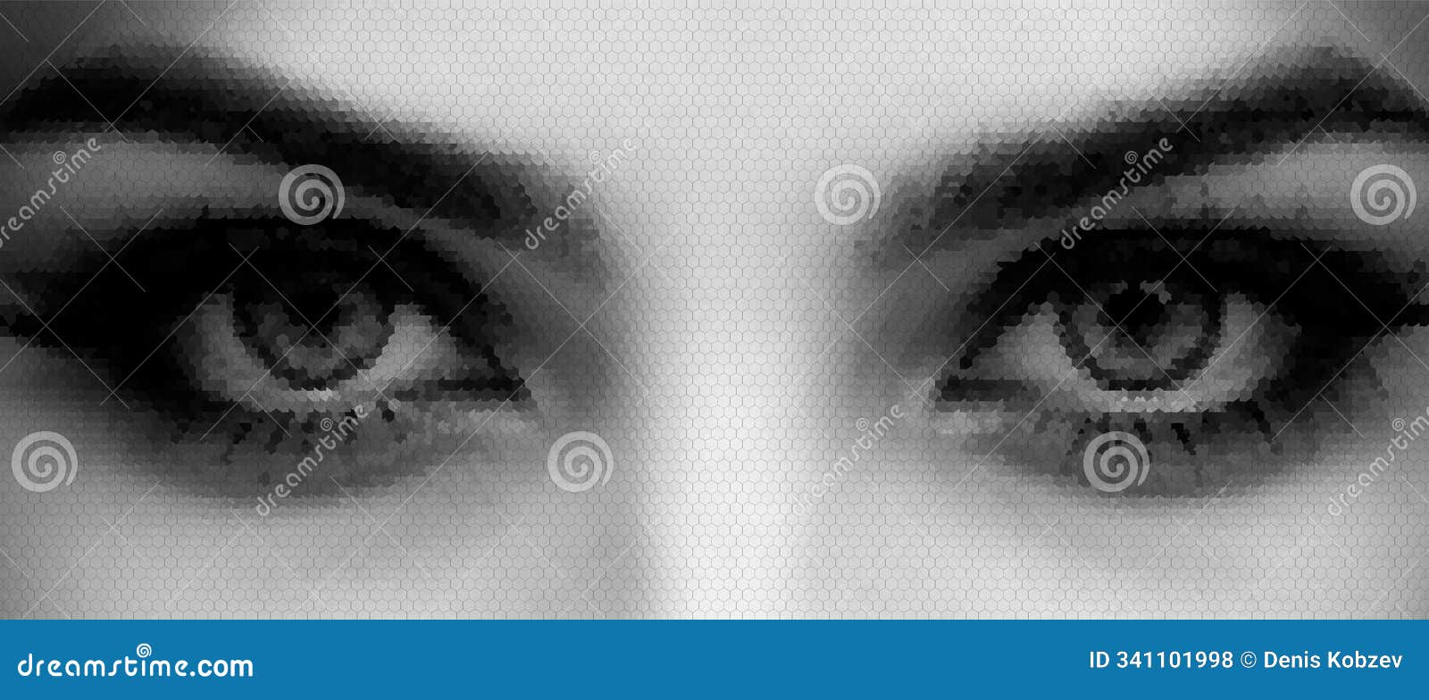 Vector Illustration of a Human Eye Made Using a Halftone Hexagon ...