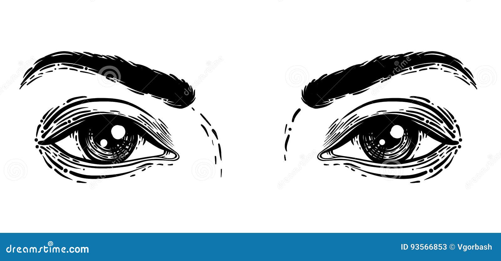 Vector Illustration of Human Eyes in Engraved. Hand Drawing in B Stock ...