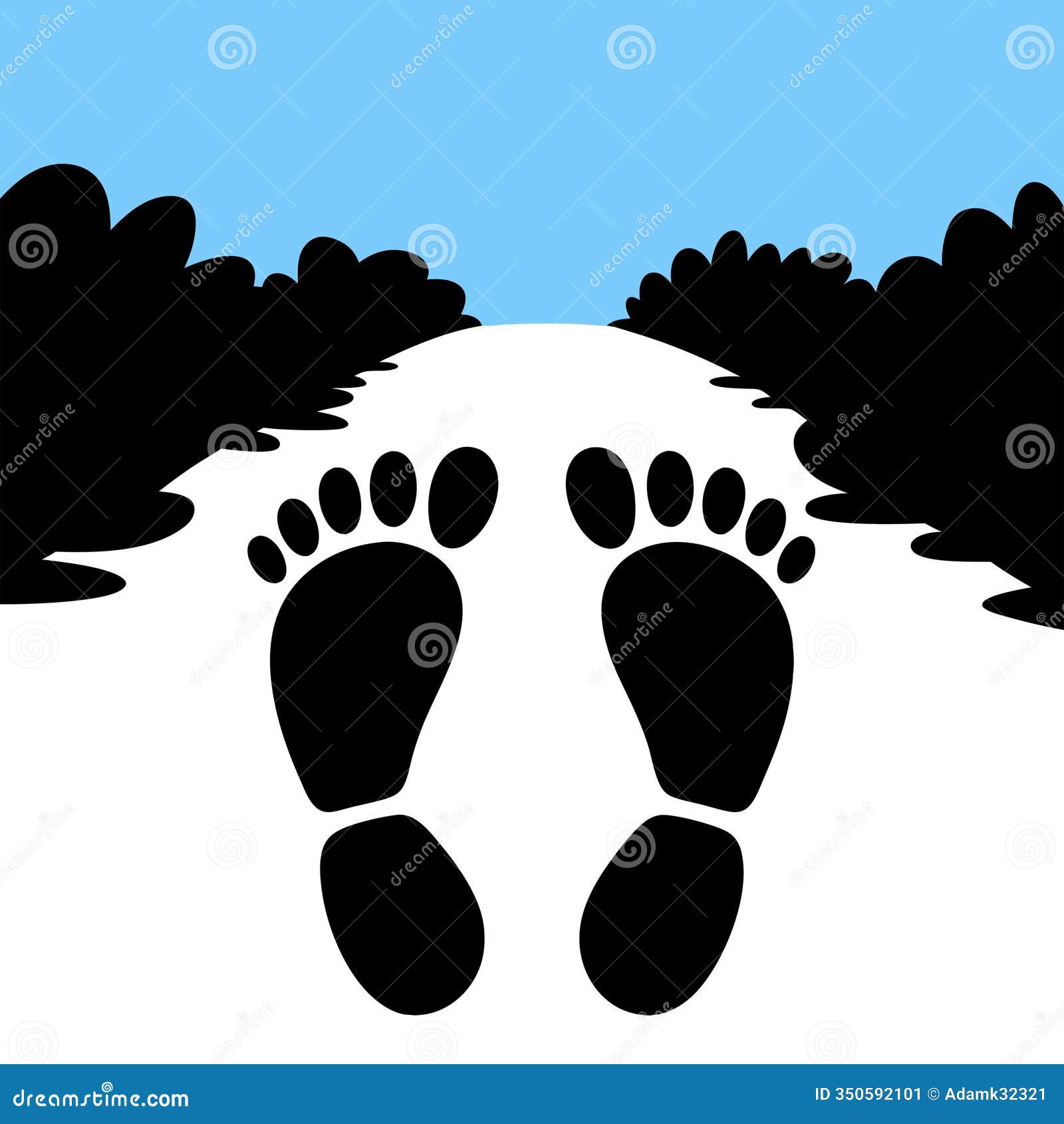 Vector Illustration Human Footprints Pathway through Nature Trail with ...