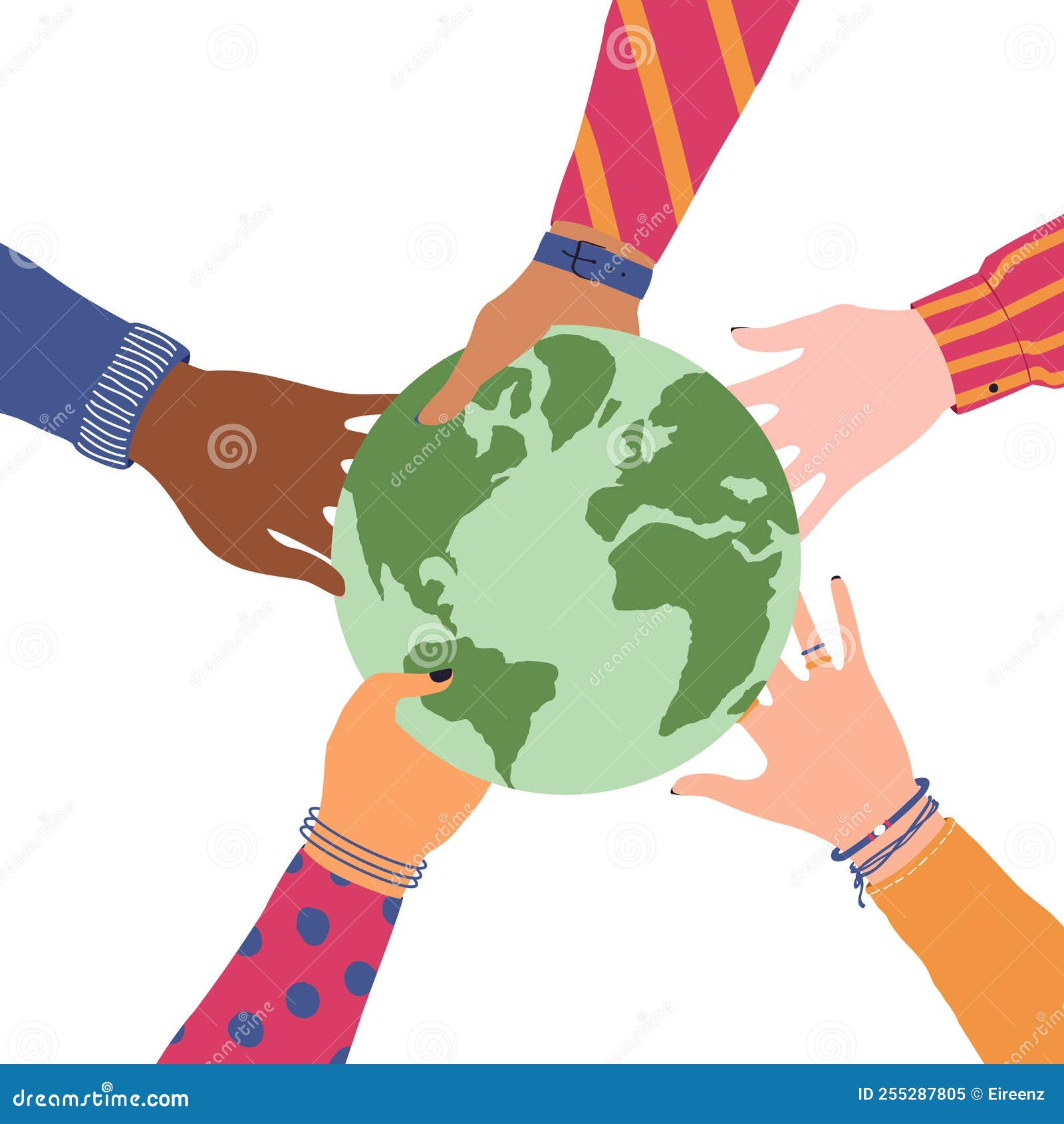 Vector Illustration Of Human Hands Holding Earth Globe Concept Of