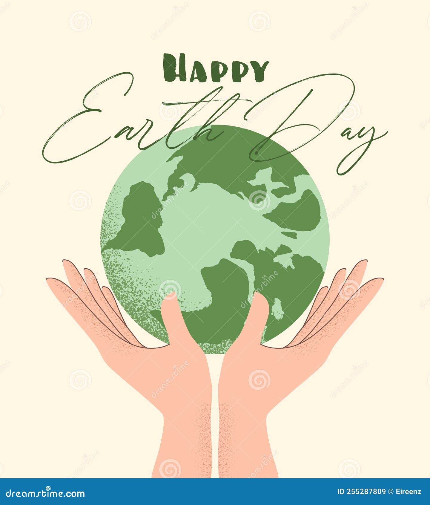 Vector Illustration Of Human Hands Holding Earth Globe Concept Of