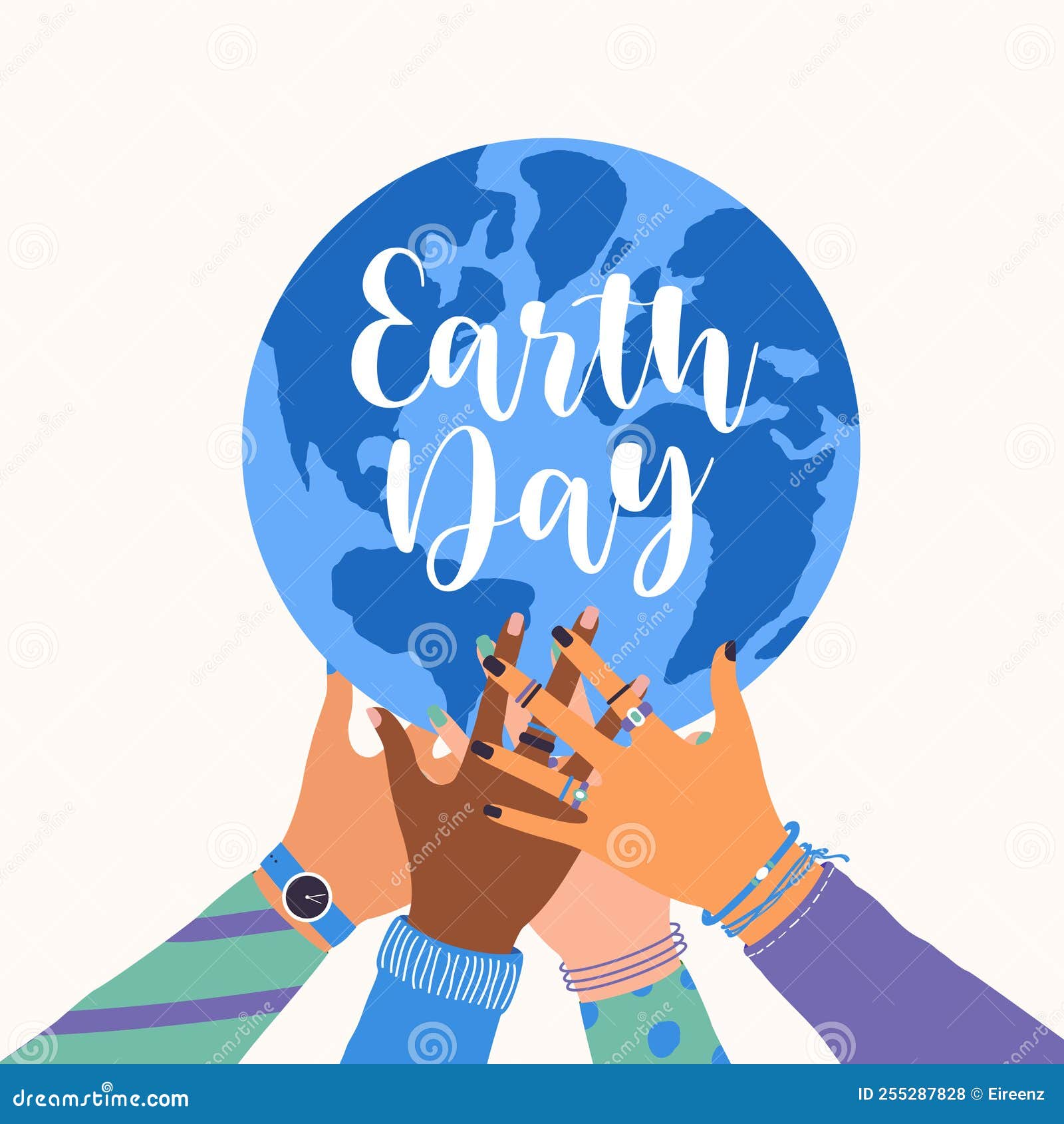 Vector Illustration Of Human Hands Holding Earth Globe Concept Of