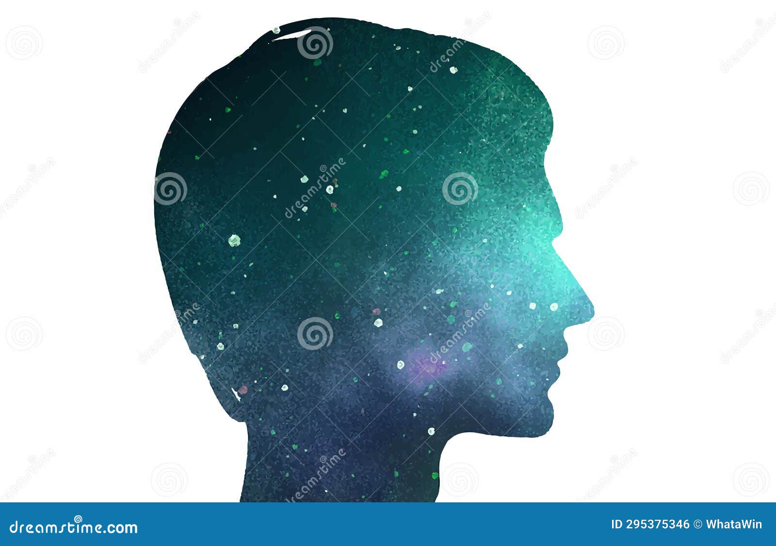 Vector Illustration of Human Head Silhouette with Abstract Galaxy ...