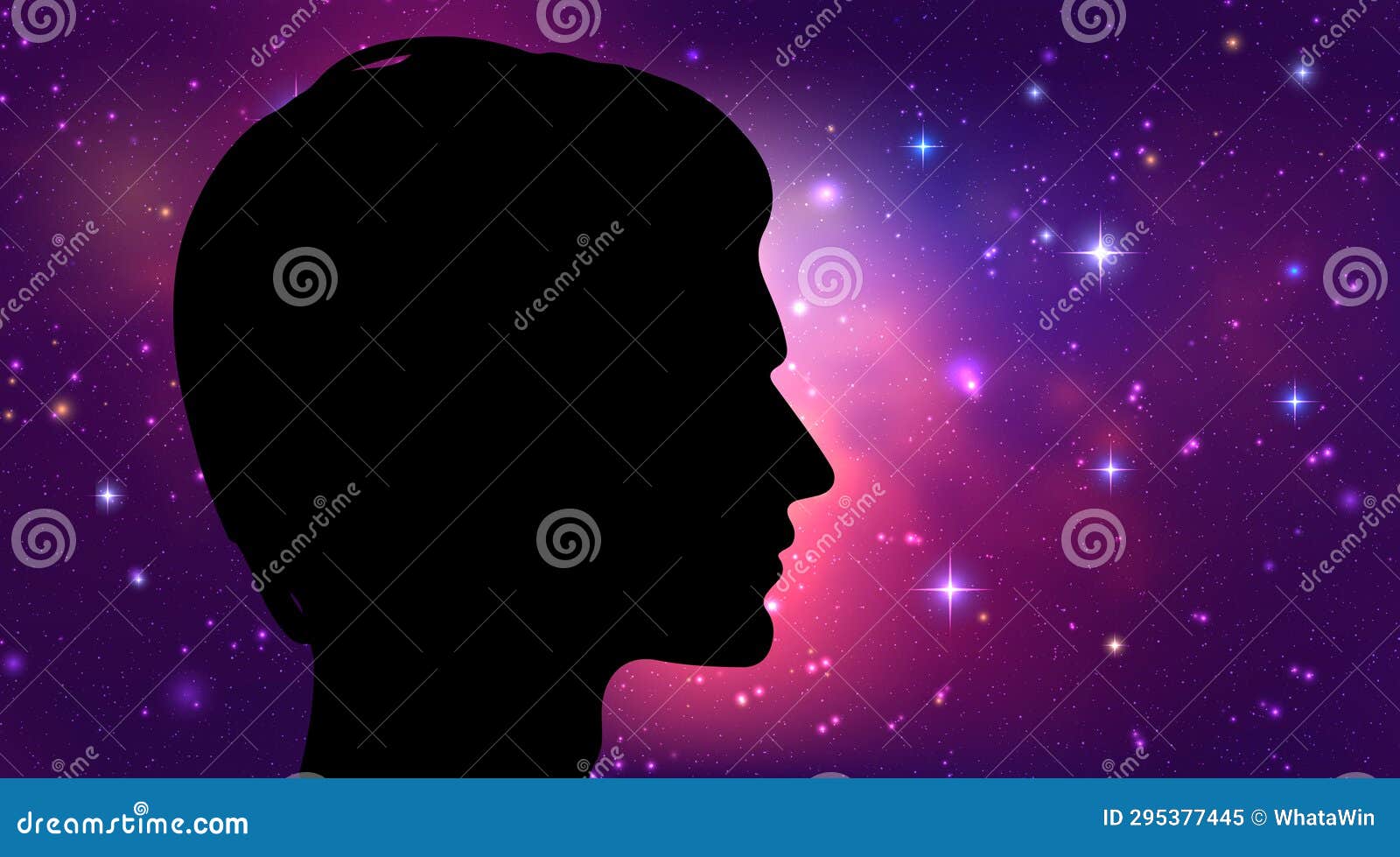 Vector Illustration of Human Head Silhouette with Galaxy Stock ...