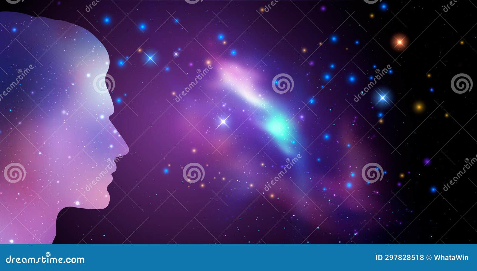 Vector Illustration of Human Head Silhouette with Galaxy Stock Vector ...