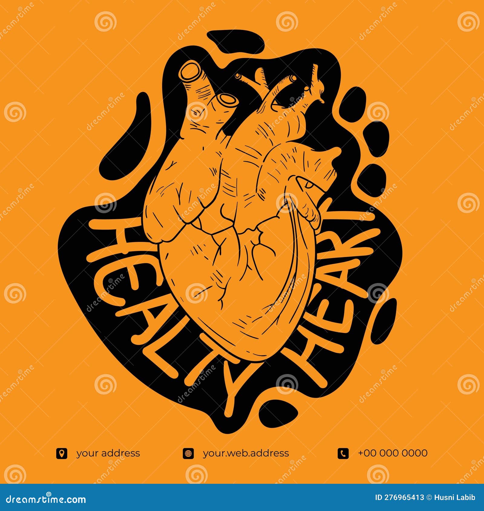Vector Illustration of Human Heart in Hand Drawn Design with Black ...