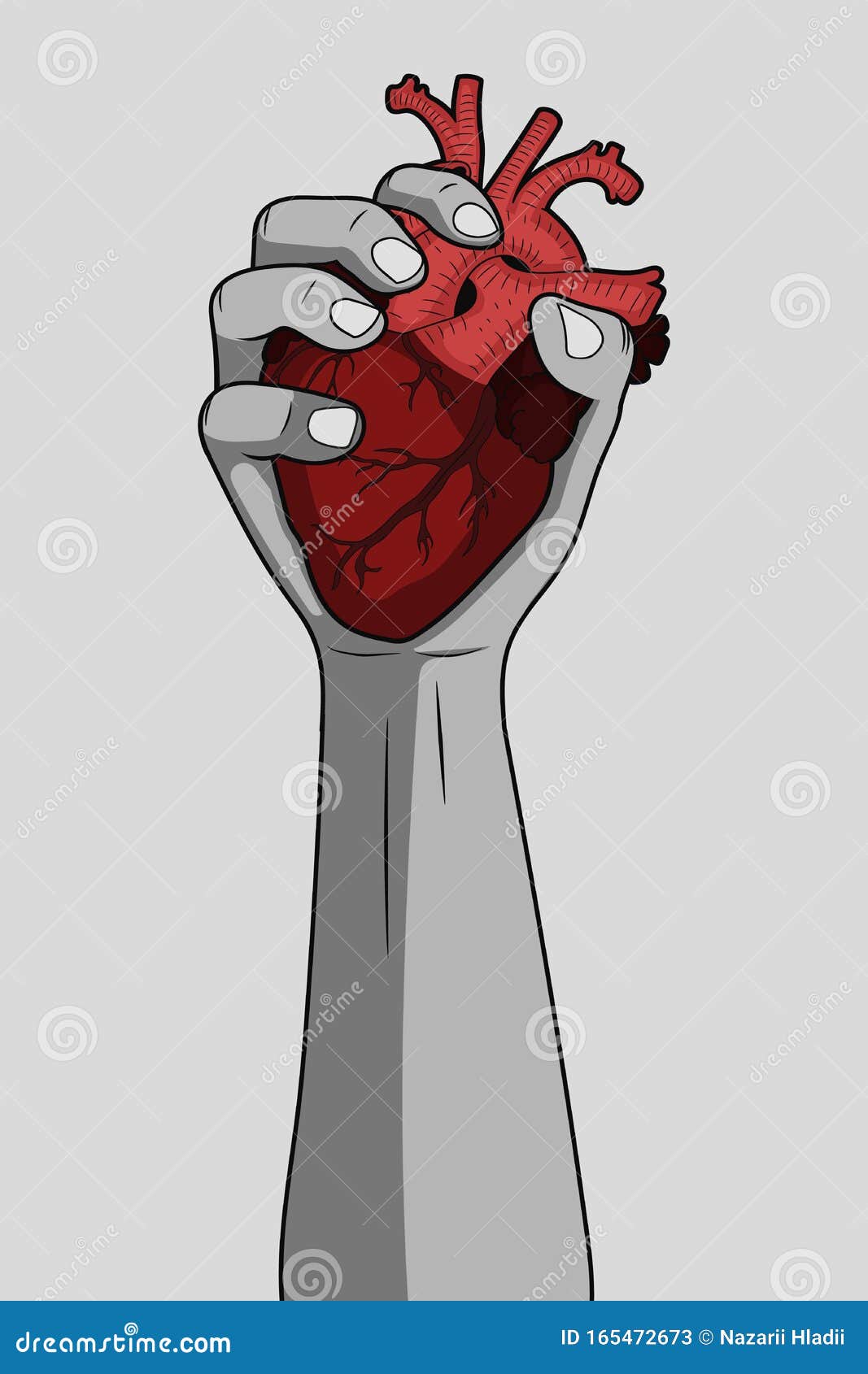 Vector Illustration of the Human Heart in His Hand. Stock Vector ...