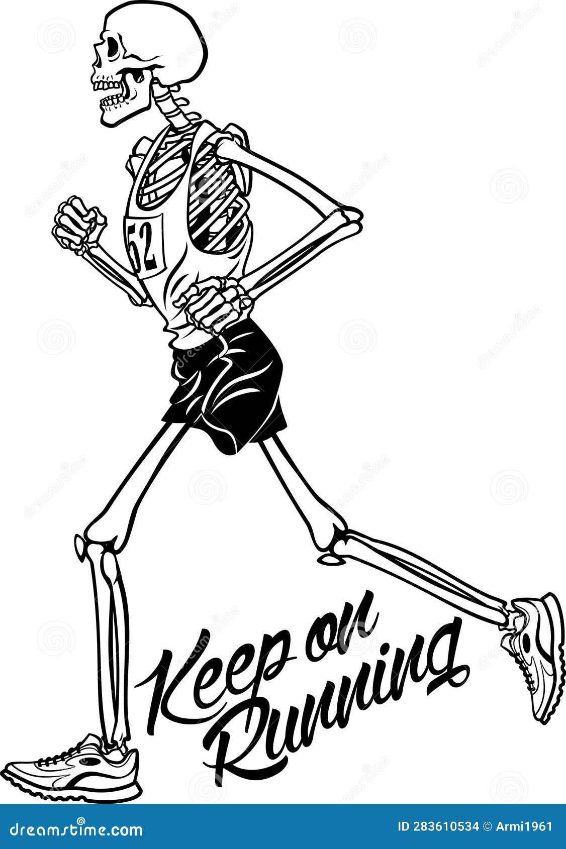 Vector Illustration of Human Skeleton Practising Running Sport Stock ...