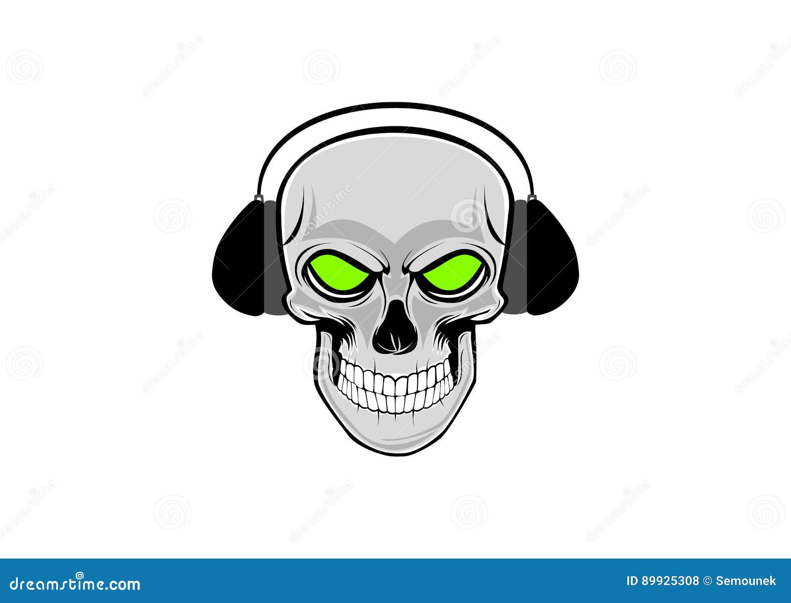 Vector Illustration of Human Skull with Headphones Stock Vector ...