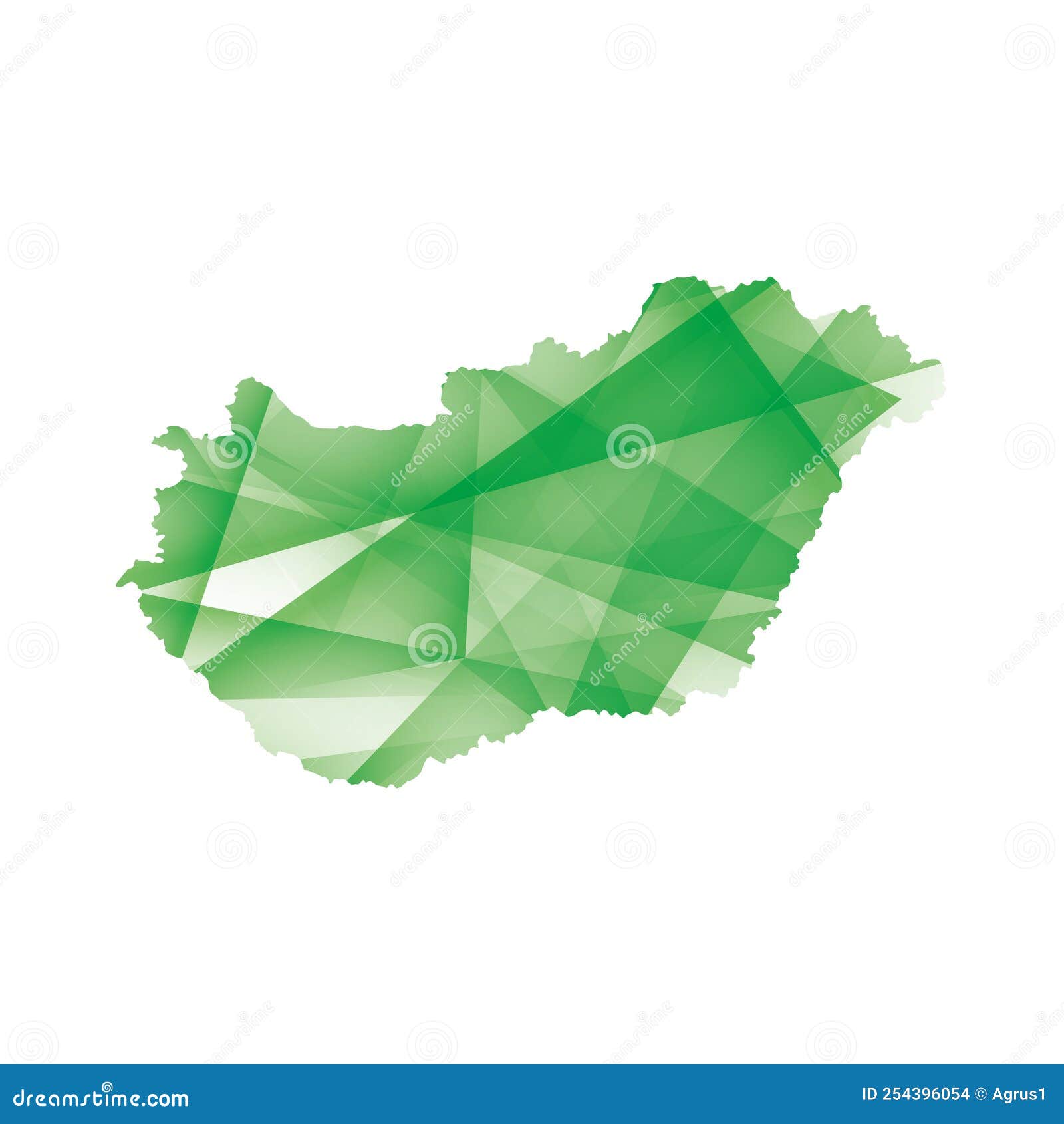 Vector Illustration of Hungary Map with Green Colored Geometric Shapes ...