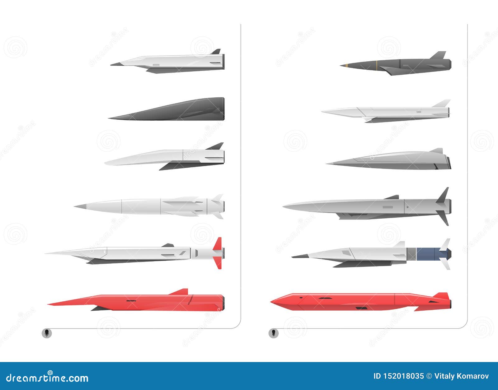 Vector Illustration of Hypersonic Rockets on a White Background Stock ...