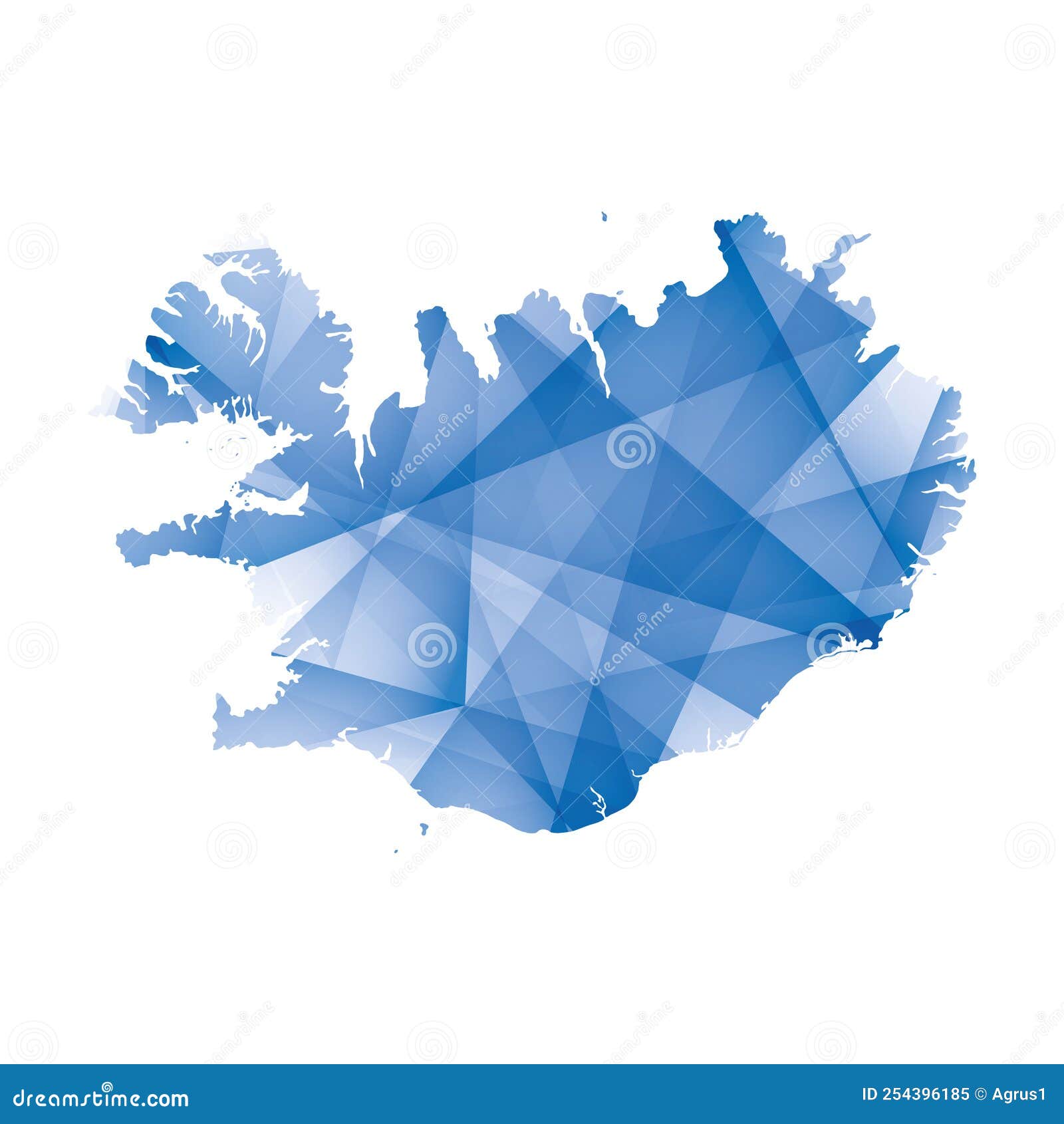 Vector Illustration of Iceland Map with Blue Colored Geometric Shapes ...