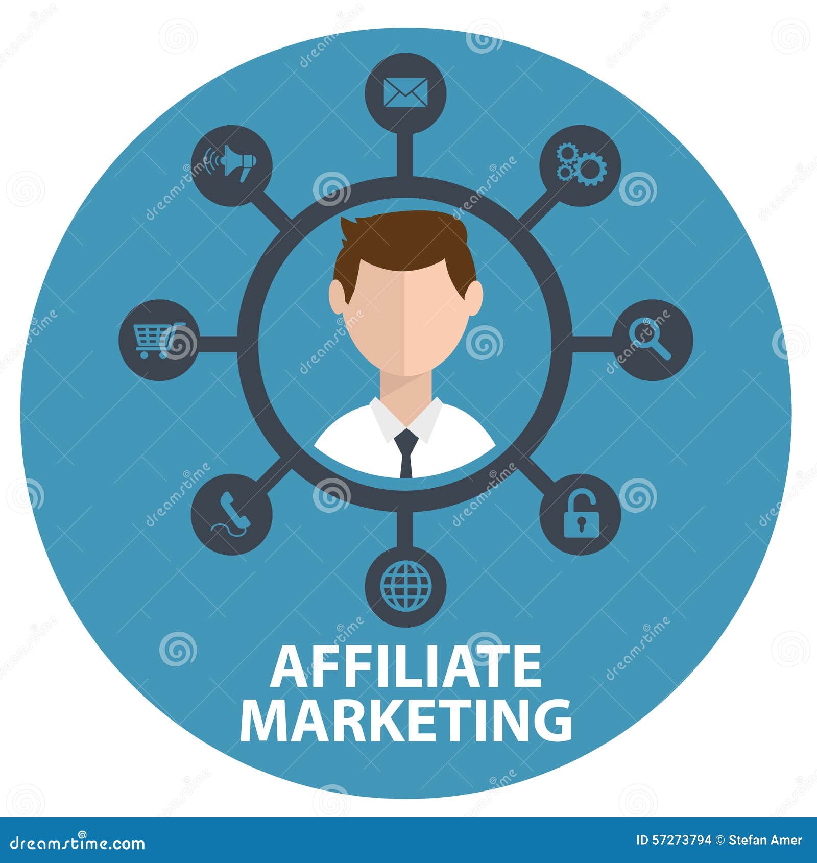 Vector Illustration Icon of Affiliate Marketing in Circle Stock Vector ...