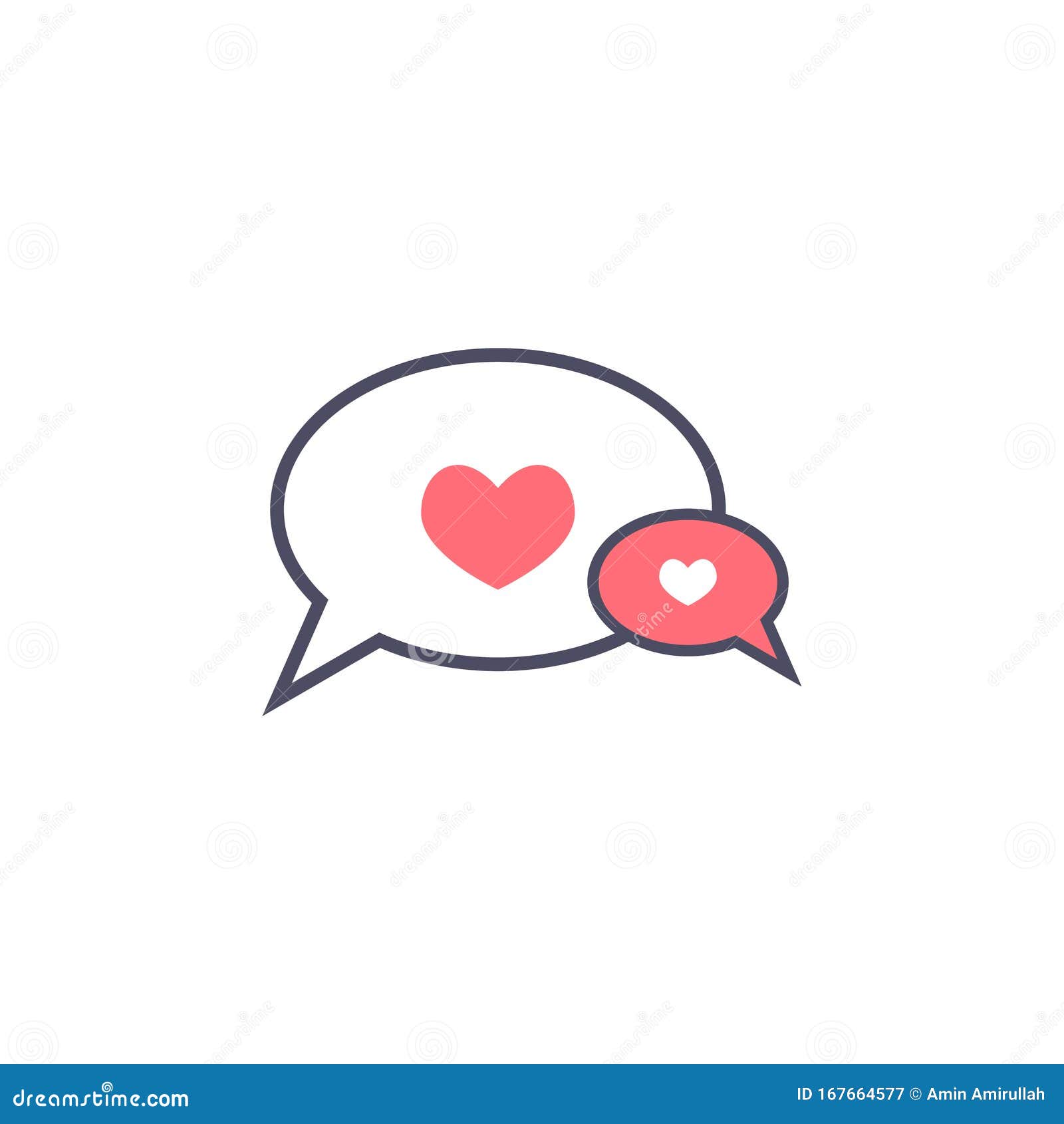 Vector Illustration Icon Chat and Heart Flat Design Stock Vector ...