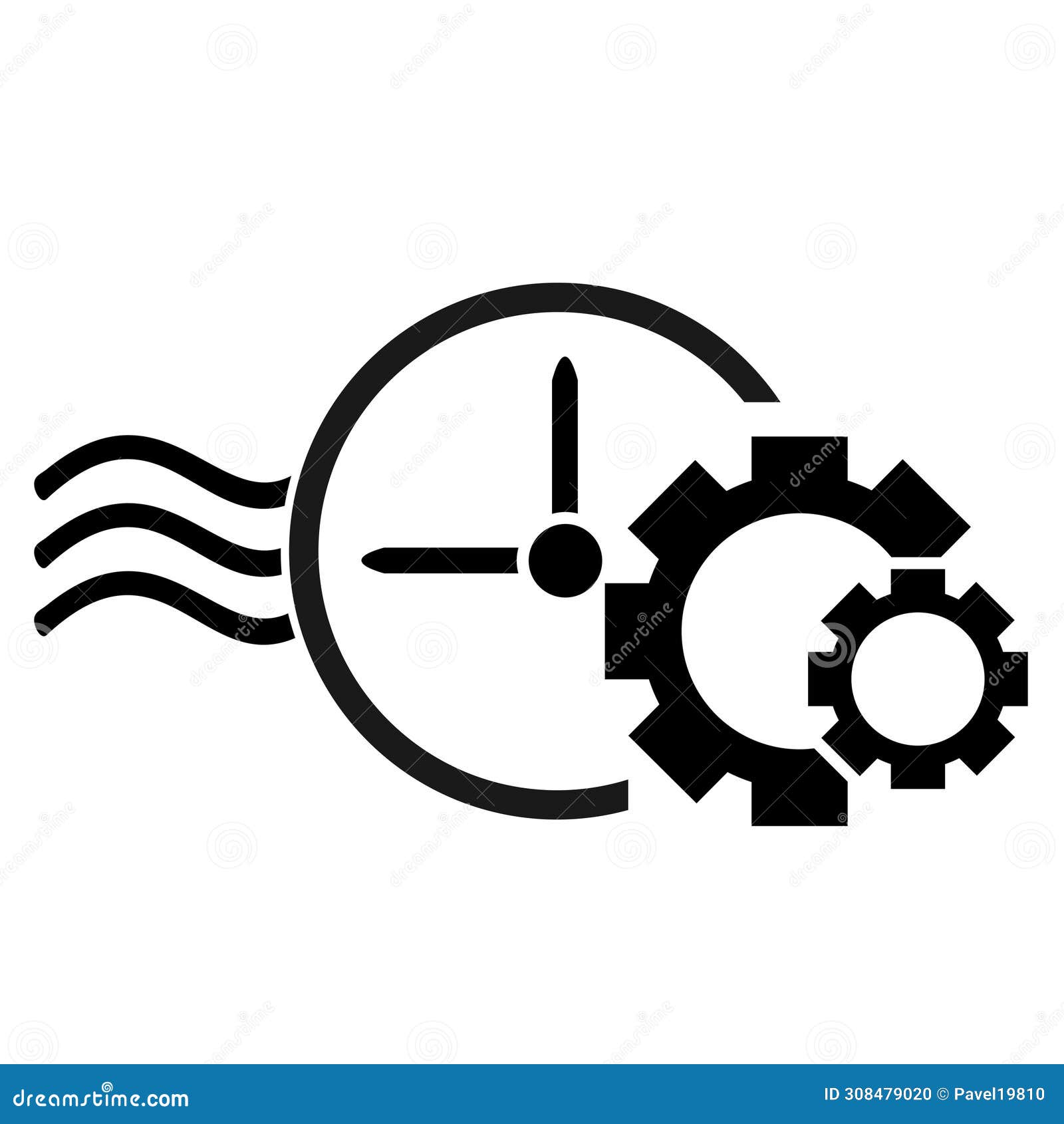 Vector Illustration, Icon, Clock and Gear Logo. Stock Vector ...