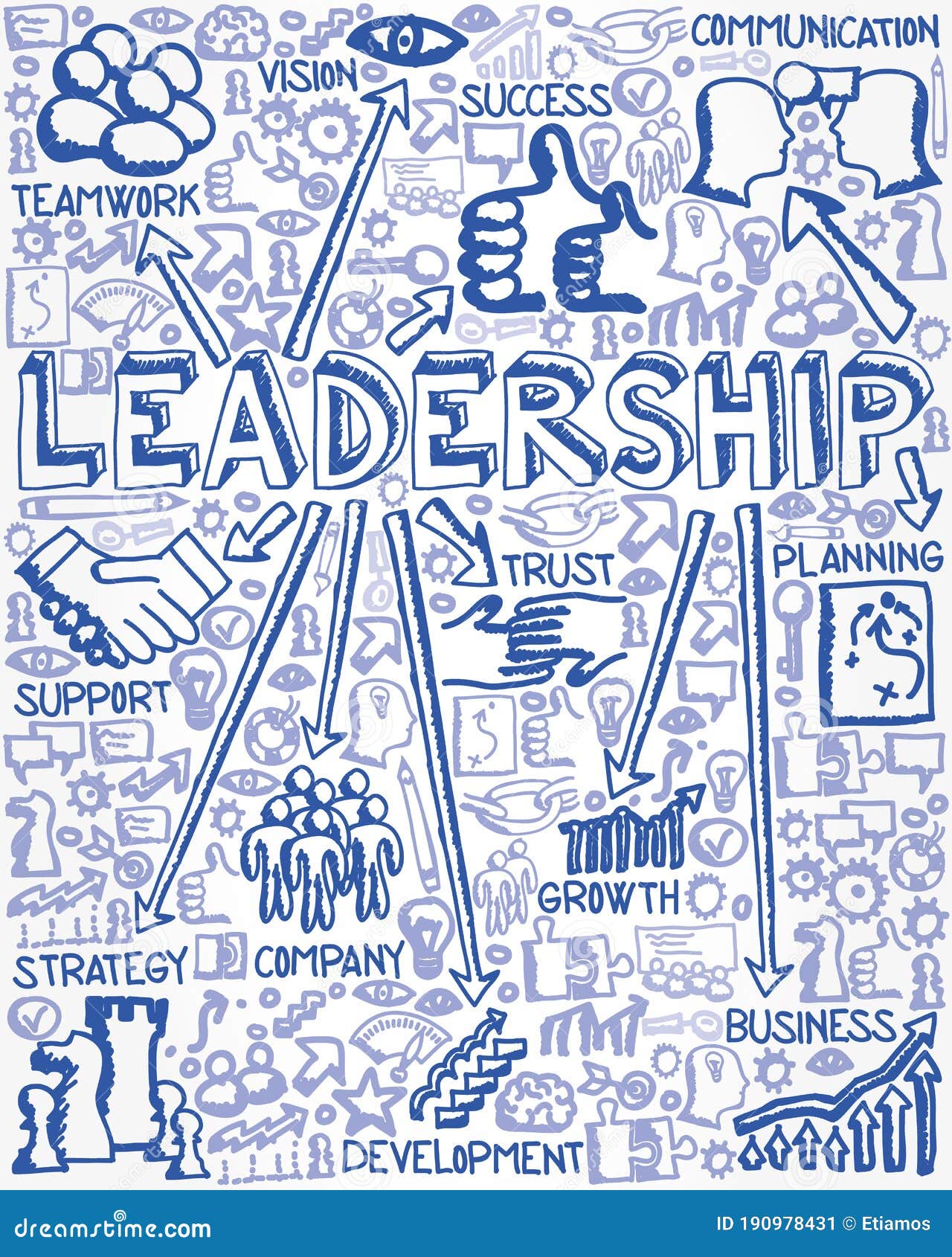 Vector Illustration of Icon Collection with Leadership Concept Stock ...