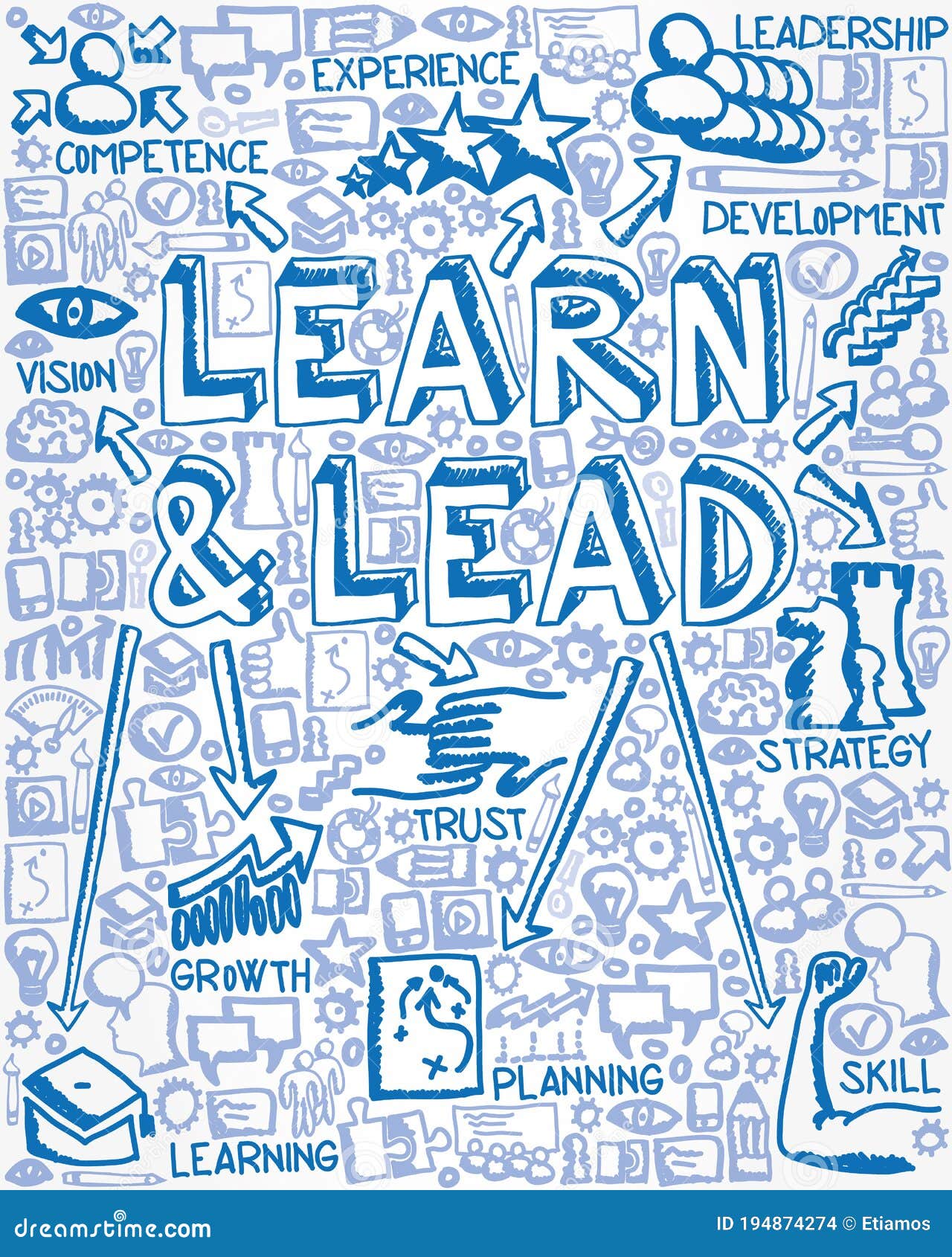 Vector Illustration of Icon Collection with Learn & Lead Concept Stock ...