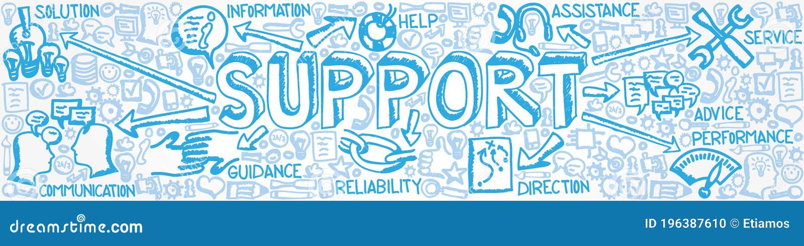 Vector Illustration of Icon Collection with Support Concept Stock ...