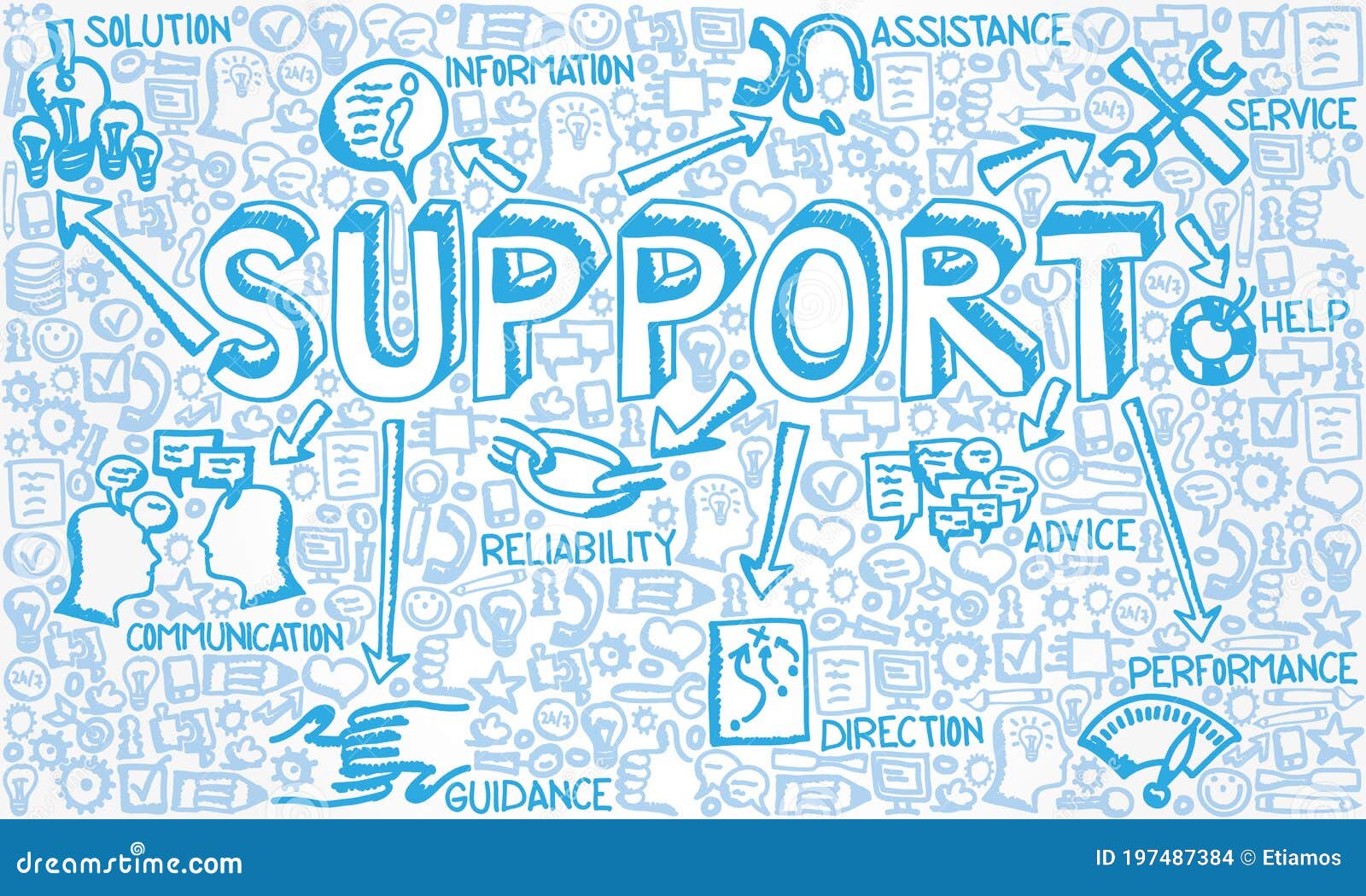 Vector Illustration of Icon Collection with Support Concept Stock ...