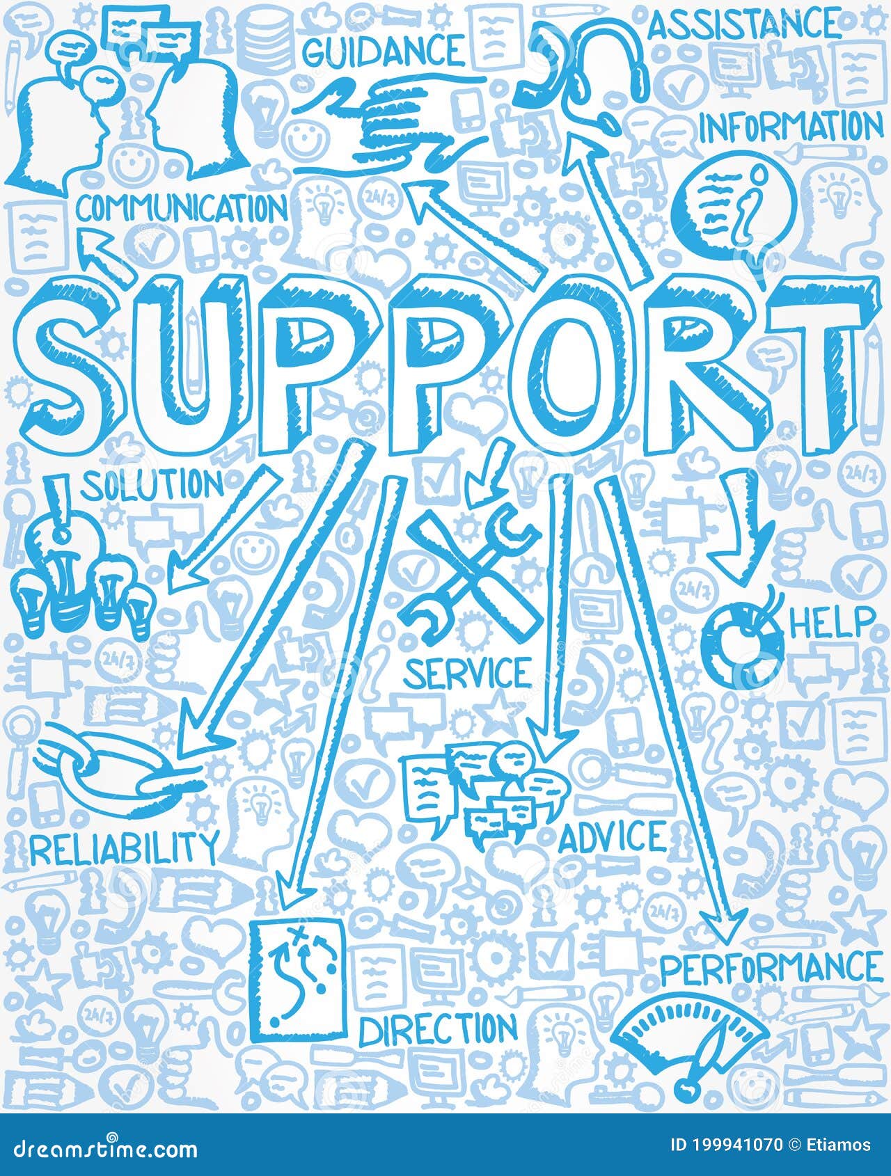 Vector Illustration of Icon Collection with Support Concept Stock ...