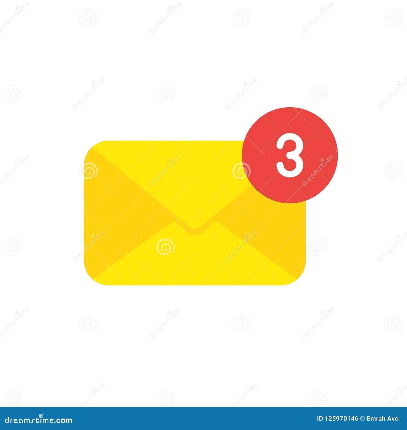 Vector Icon Concept of Closed Mail Envelope with Number Three Stock ...
