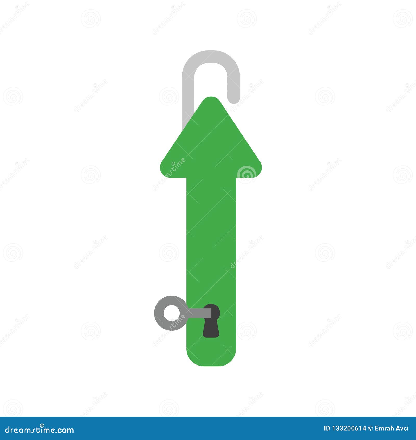 Vector Icon Concept of Key into Keyhole and Arrow Padlock Opened Stock ...