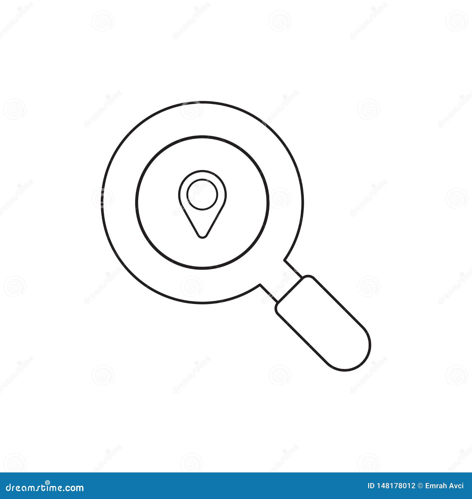 Vector Illustration Icon Concept of Magnifier with Map Pointer Stock ...
