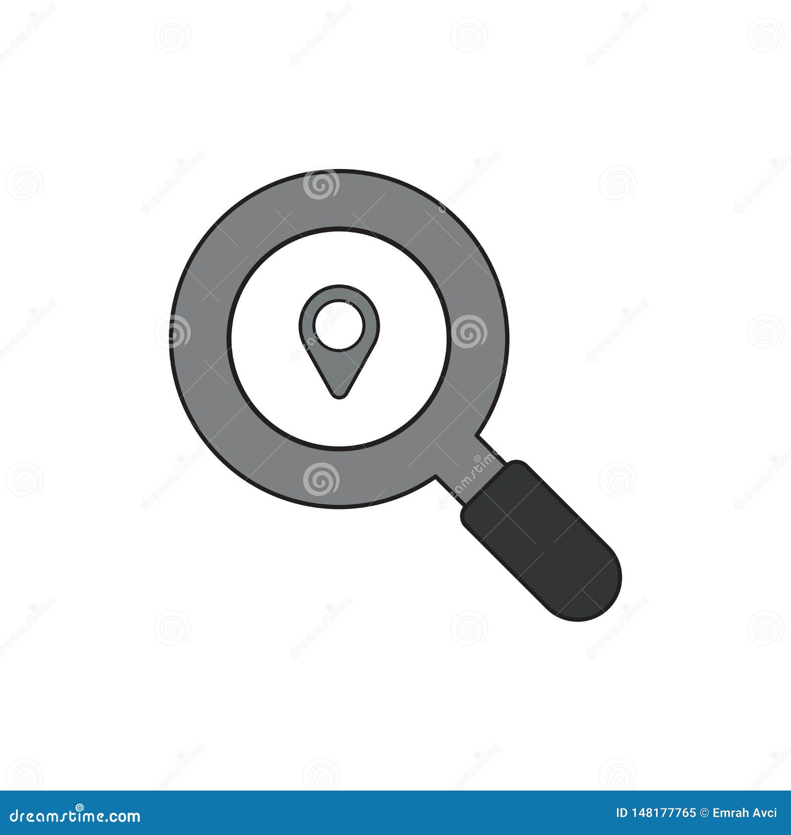 Vector Illustration Icon Concept of Magnifier with Map Pointer Stock ...