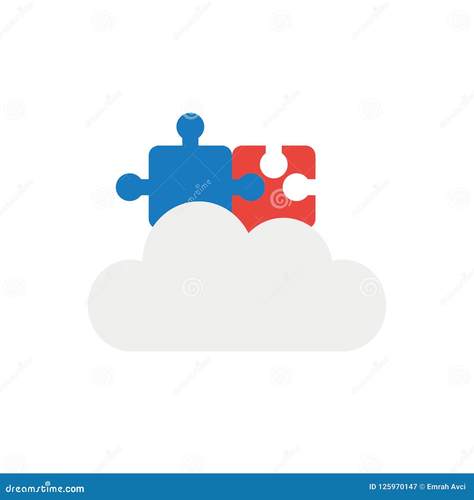 Vector Icon Concept of Two Connected Jigsaw Puzzle Pieces on Cloud ...
