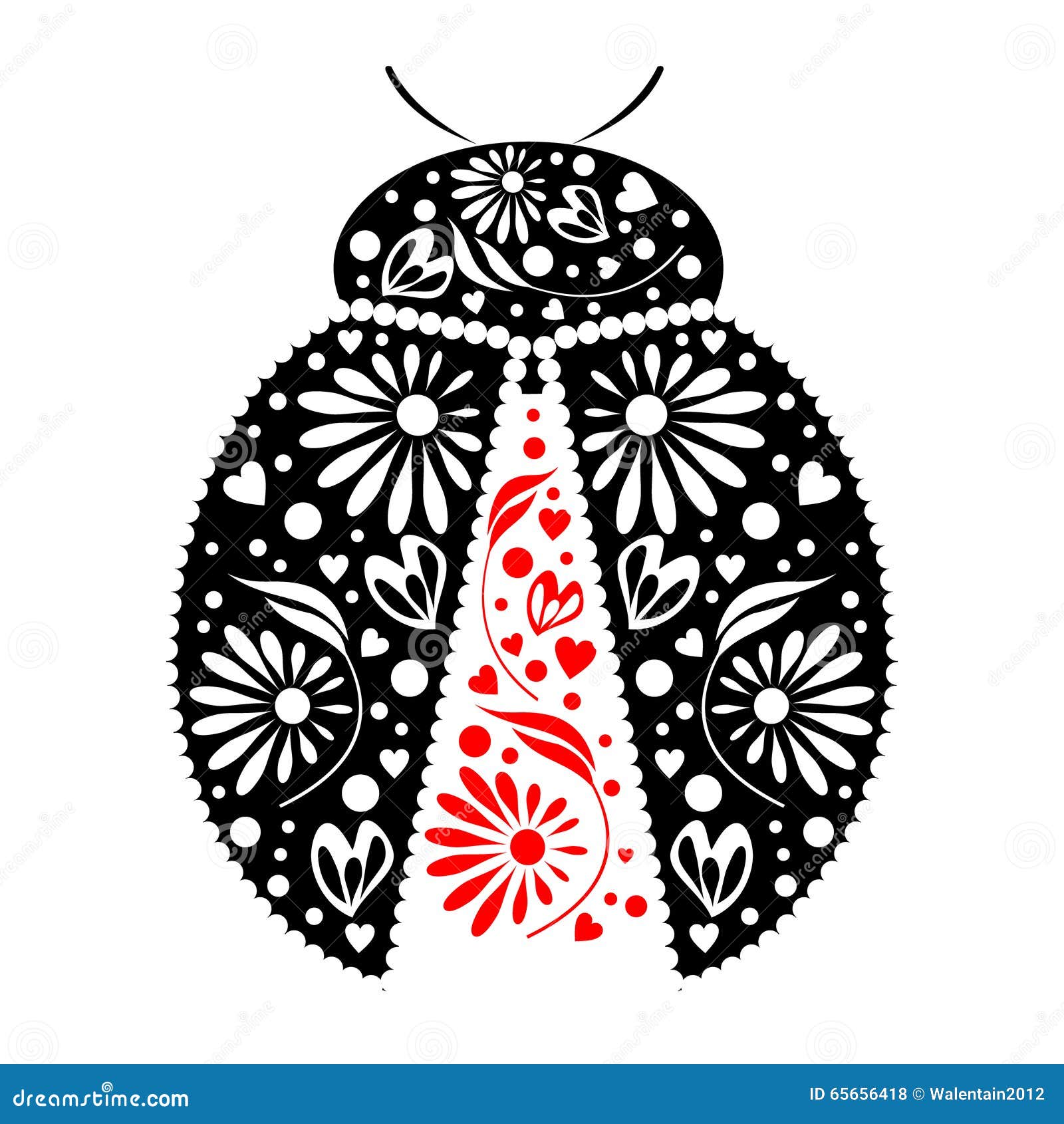 Vector Illustration. Icon of Decorative Ornamental Black Ladybug, Over ...