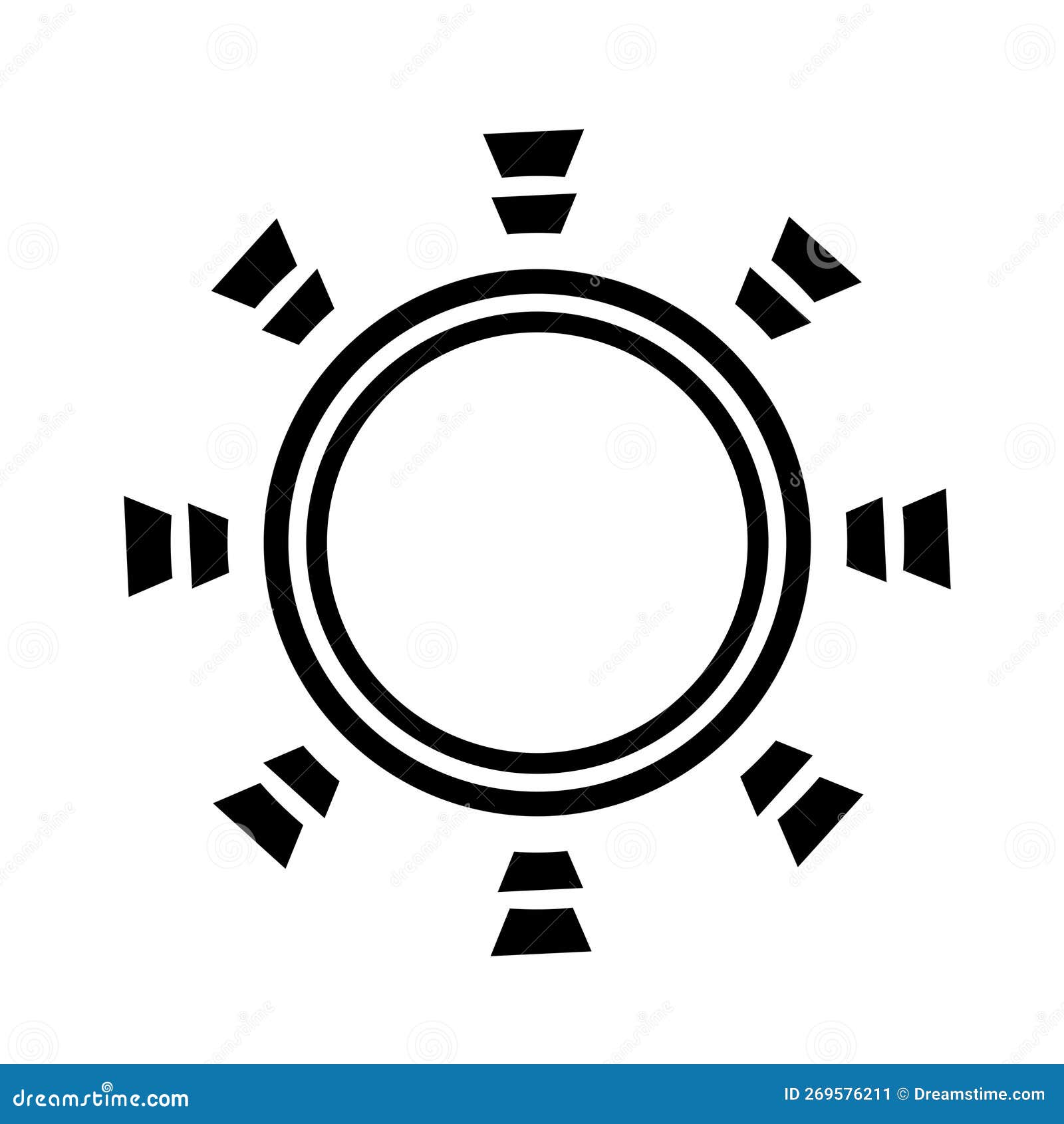 Vector Illustration, Icon Depicting an Empty Circle with Rays Flat ...