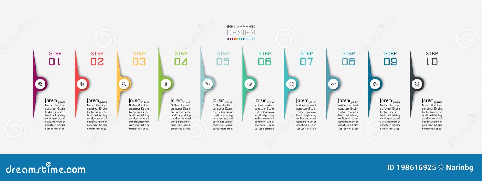 Vector Illustration Icon Design 10 Steps for a Work Explanation and ...